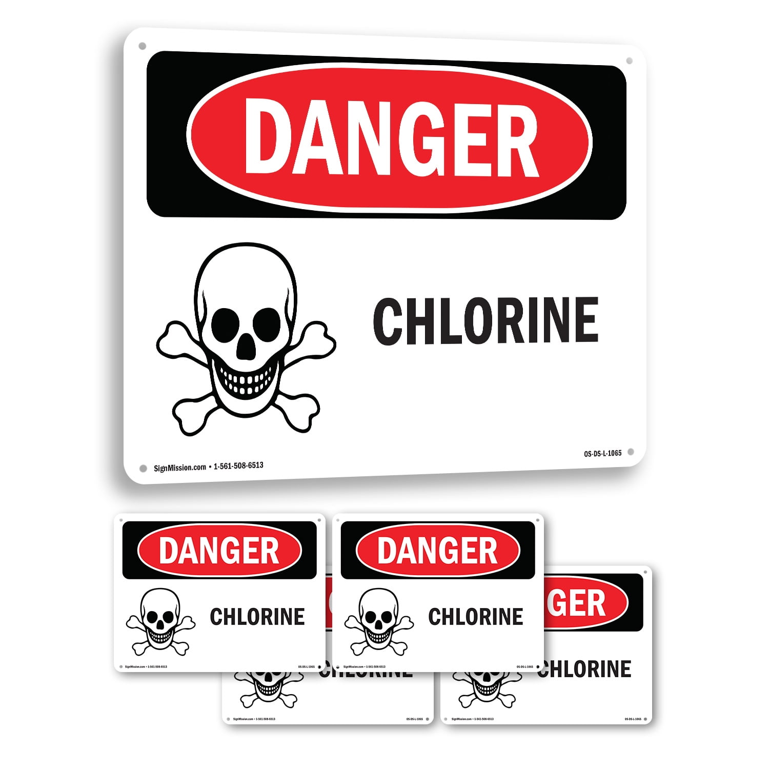Chlorine OSHA Danger Aluminum Sign 18 Inch x 12 Inch - 5 Pack - Walmart.com