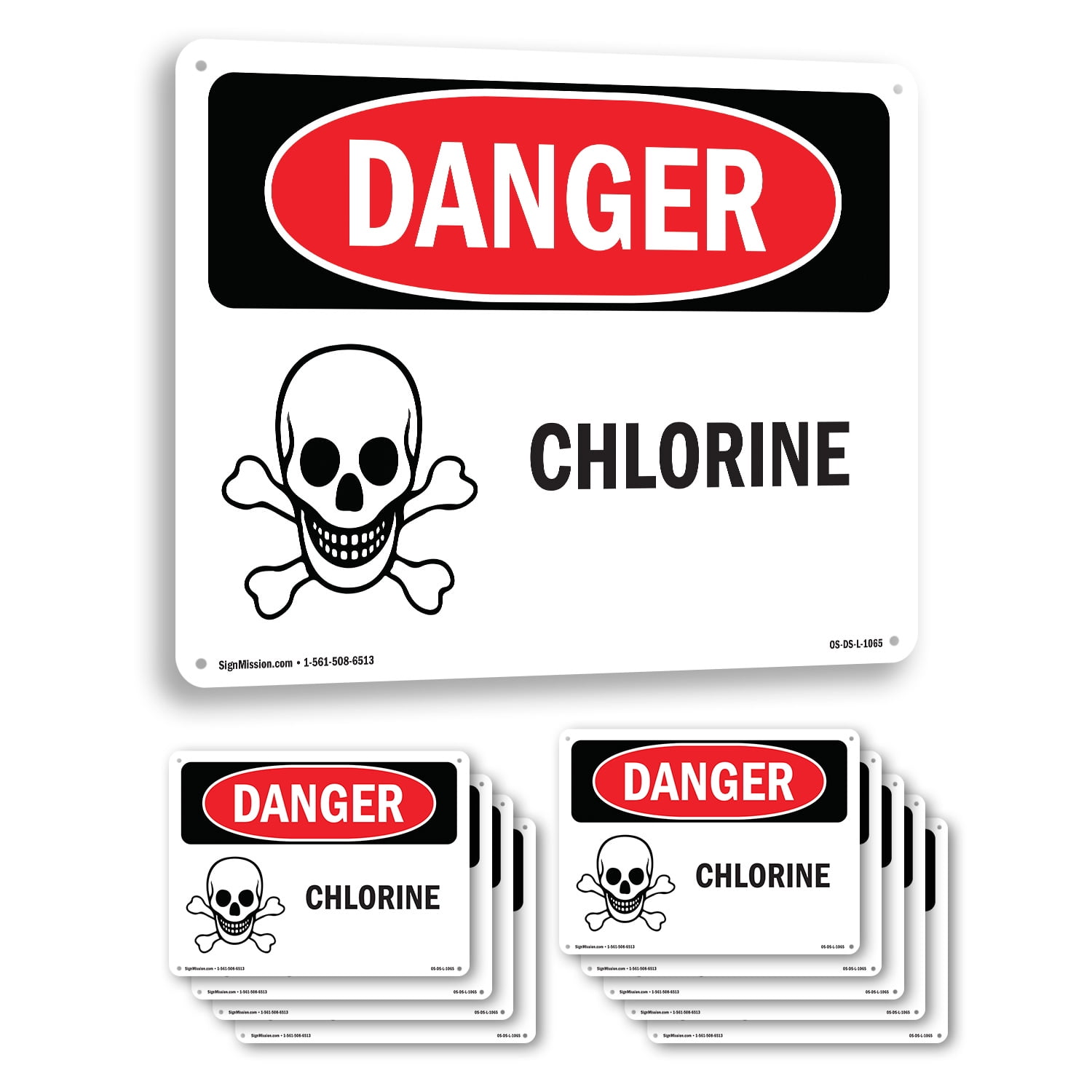 Chlorine OSHA Danger Rigid Plastic Sign 18 Inch x 12 Inch - 10 Pack ...