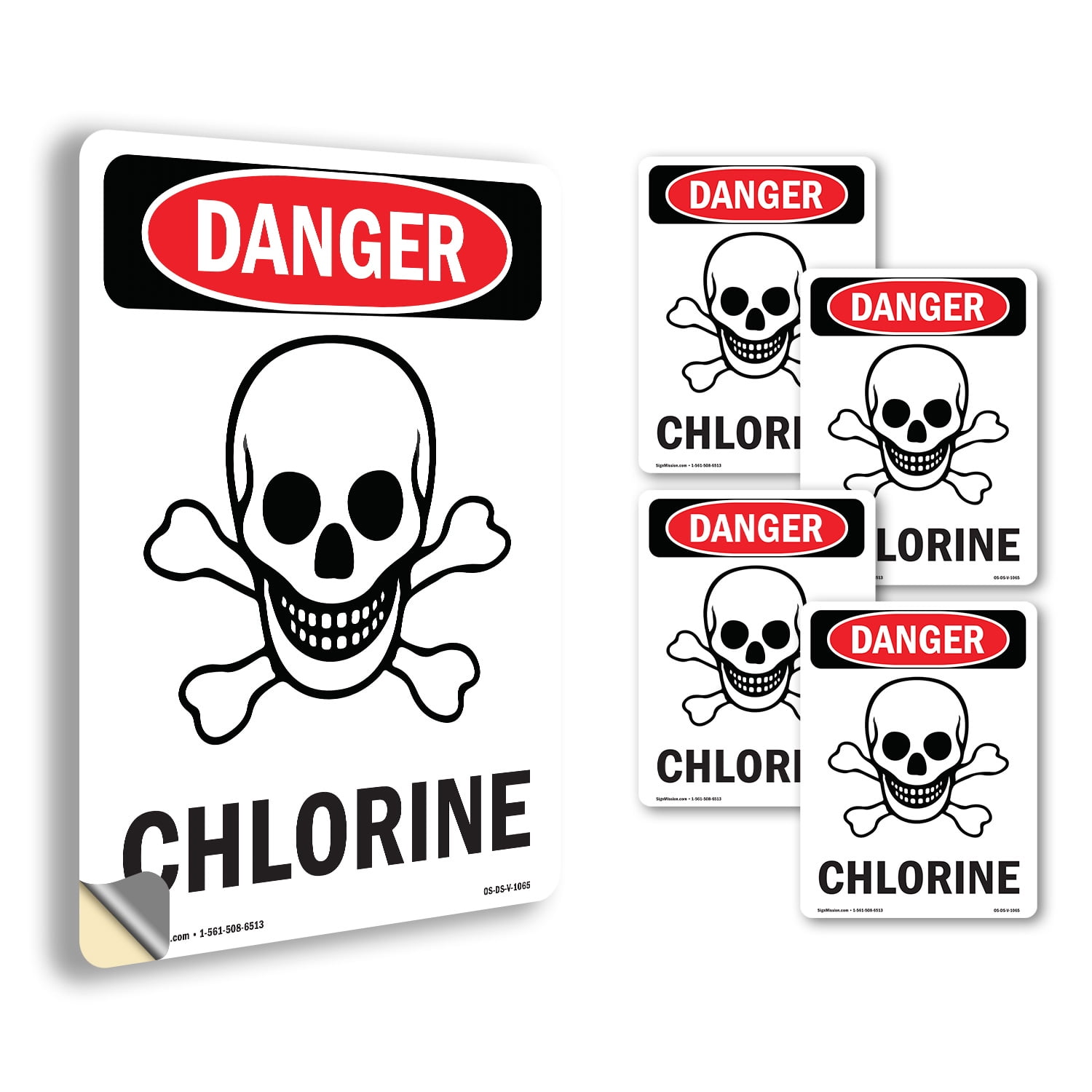 Chlorine OSHA Danger Vinyl Decal Label 10 Inch x 7 Inch - 5 Pack ...