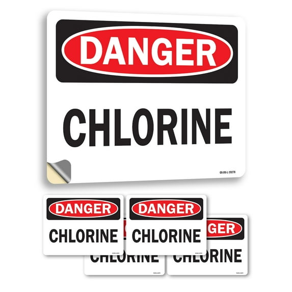 Chlorine OSHA Danger Vinyl Decal Label 14 Inch x 10 Inch - 5 Pack ...