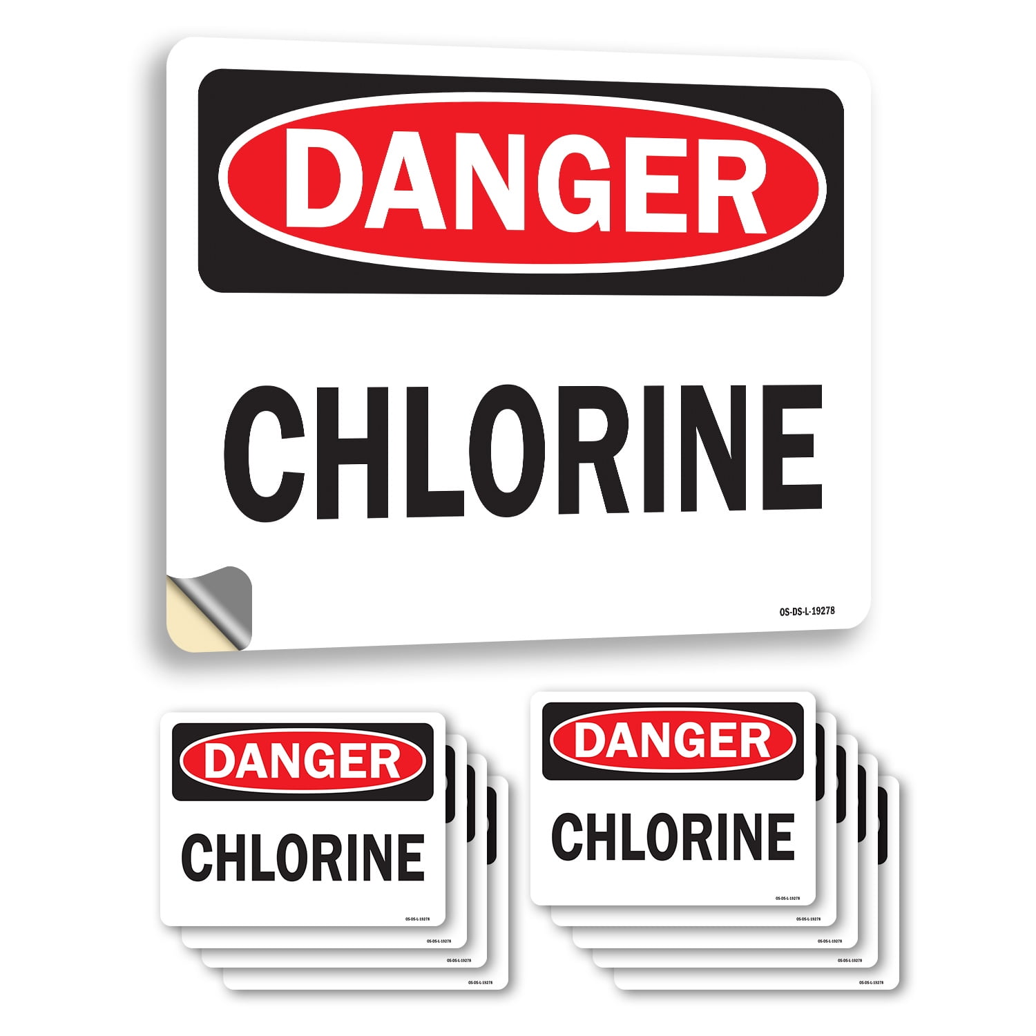 Chlorine OSHA Danger Vinyl Decal Label 18 Inch x 12 Inch - 10 Pack ...