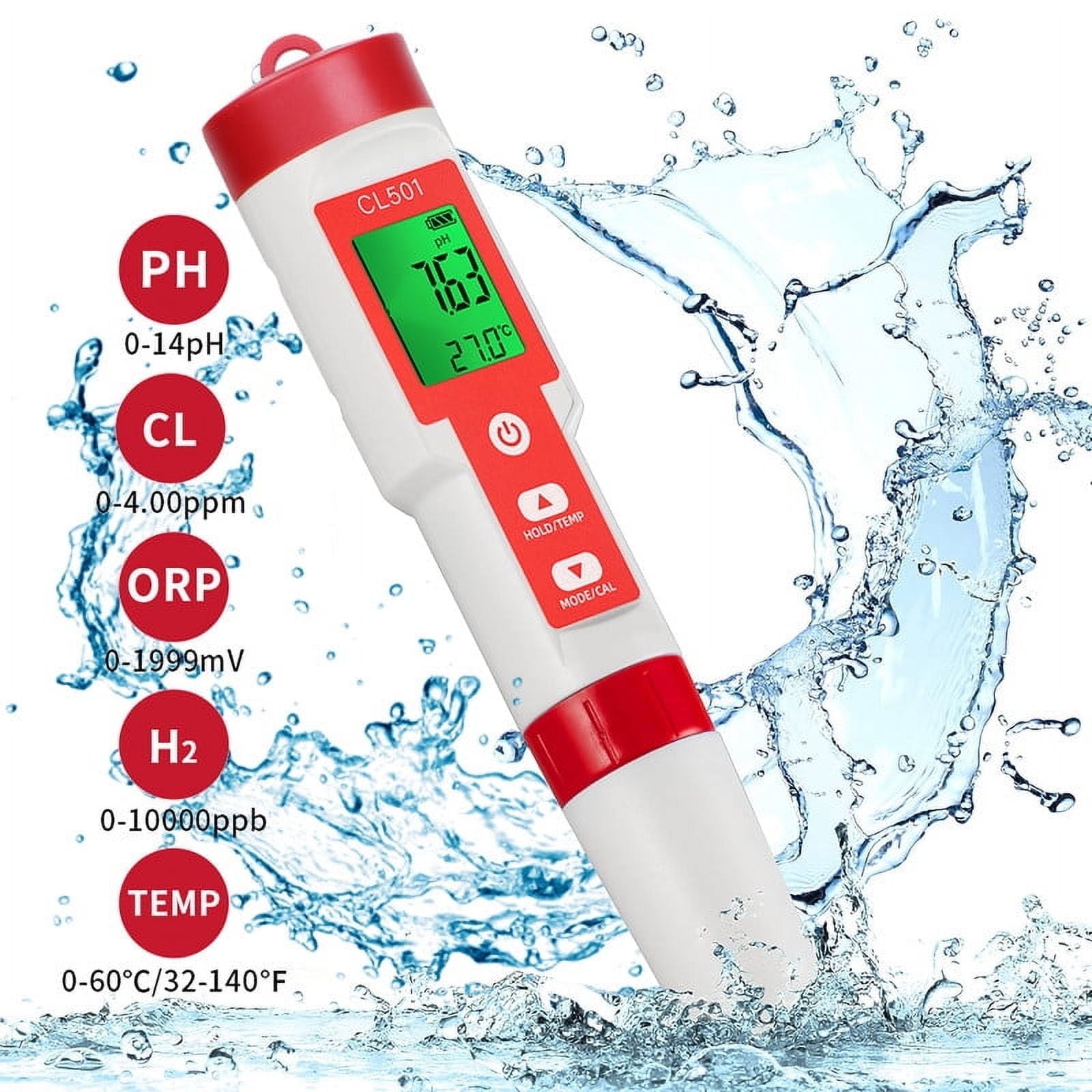Wiher Digital Pool Tester, Accurate Chlorine pH ORP H2 Temp Analysis ...