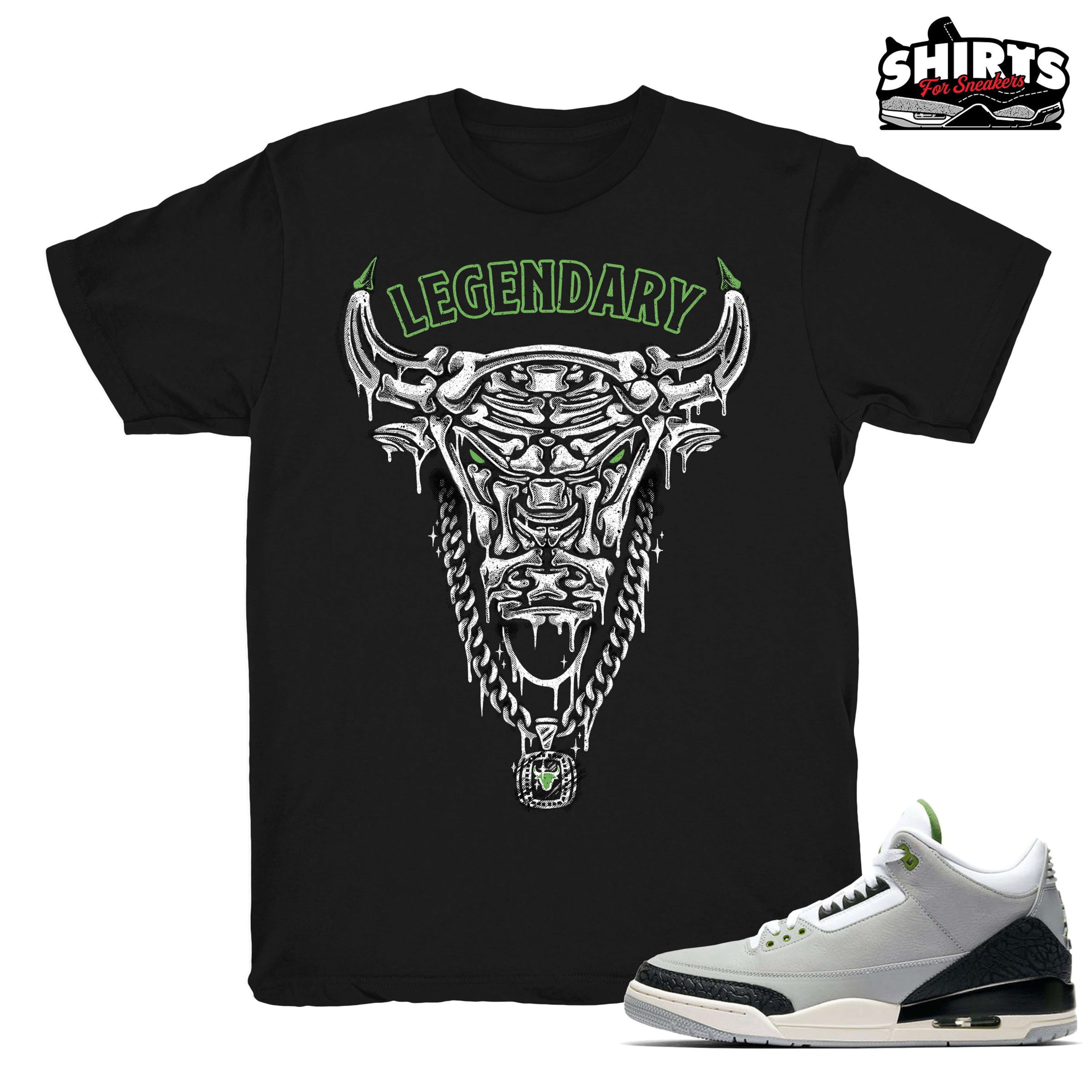 Chlorophyll 3 shirt | Legendary Bull - Retro 3 Chlorophyll Tinker ...