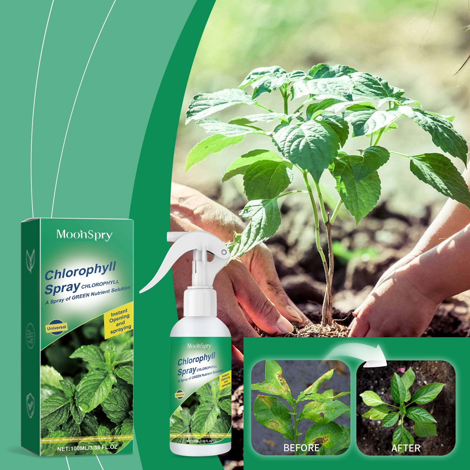 Chlorophyll spray, flowers and grass, fruit trees, green plants, green ...