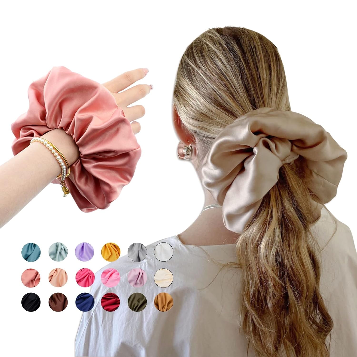 Chloven 18 Colors XXXL-Large Jumbo Scrunchies Oversized Hair Scrunchies ...