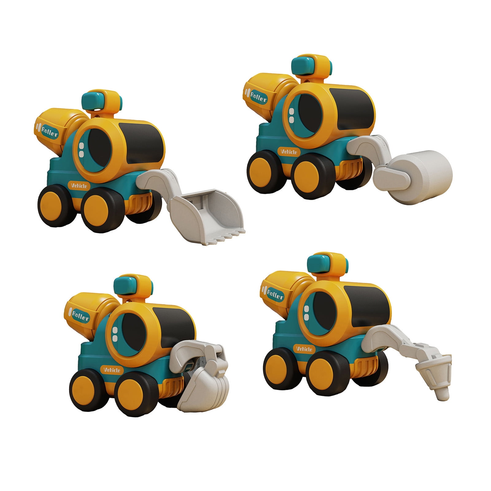 Twfbrm 4 Pcs Construction Truck Toys, Educational Toddler Toys, Press ...
