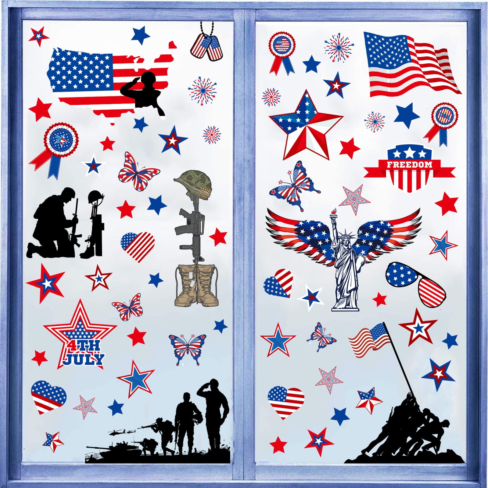 Chmadoxn 4th of July Window Clings American Flag Window Stickers ...