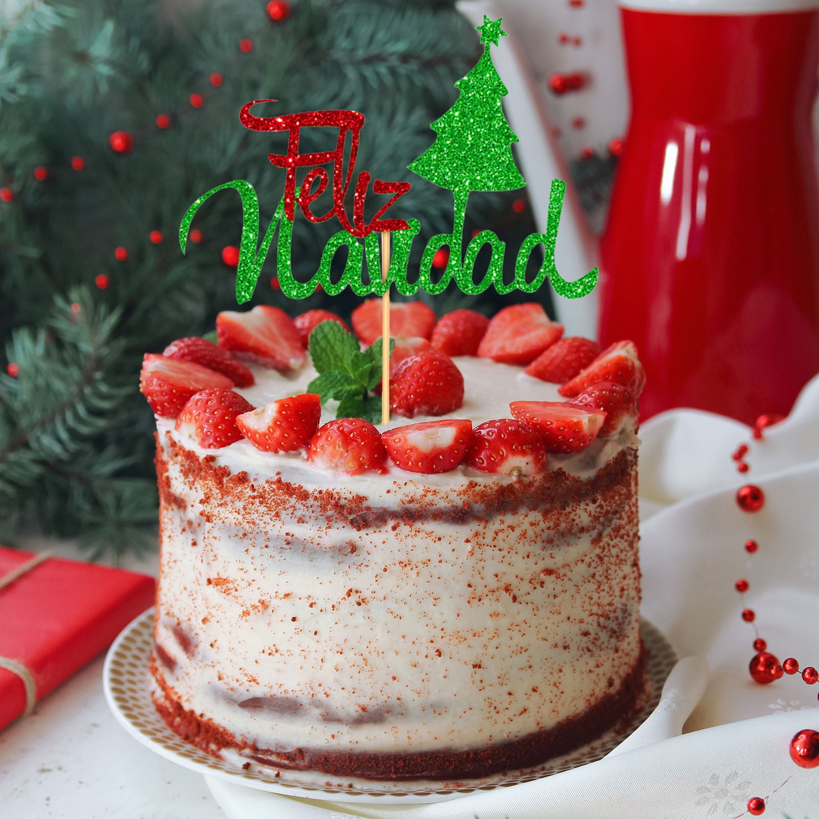 Chmadoxn Christmas Cake Toppers, Xmas Cake Toppers, Merry Christmas ...