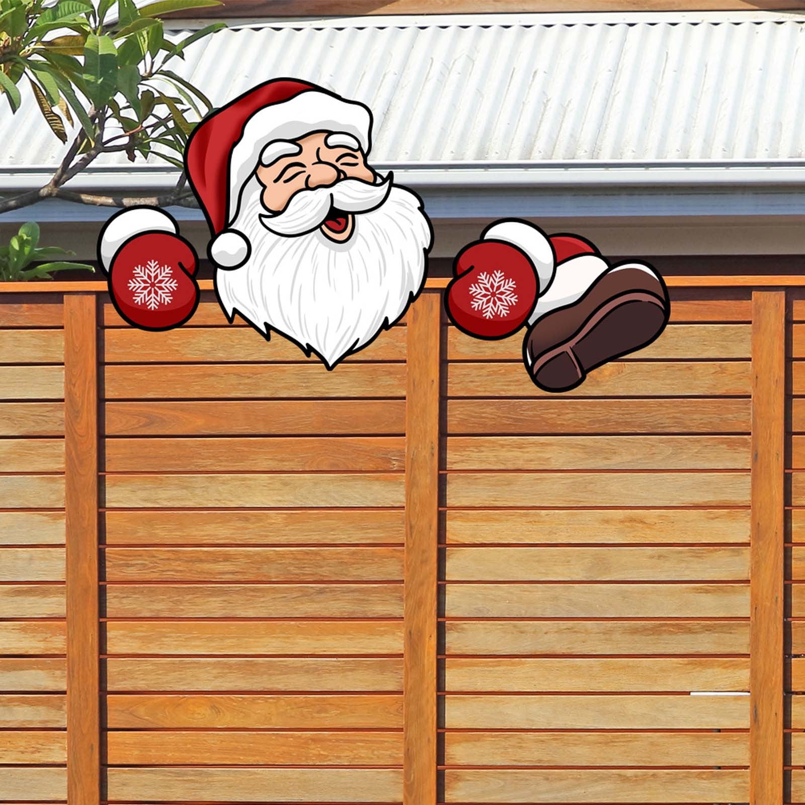 Chmadoxn Christmas Gnome Fence Peeker Yard Garden Sign, Xmas Red Gloves ...