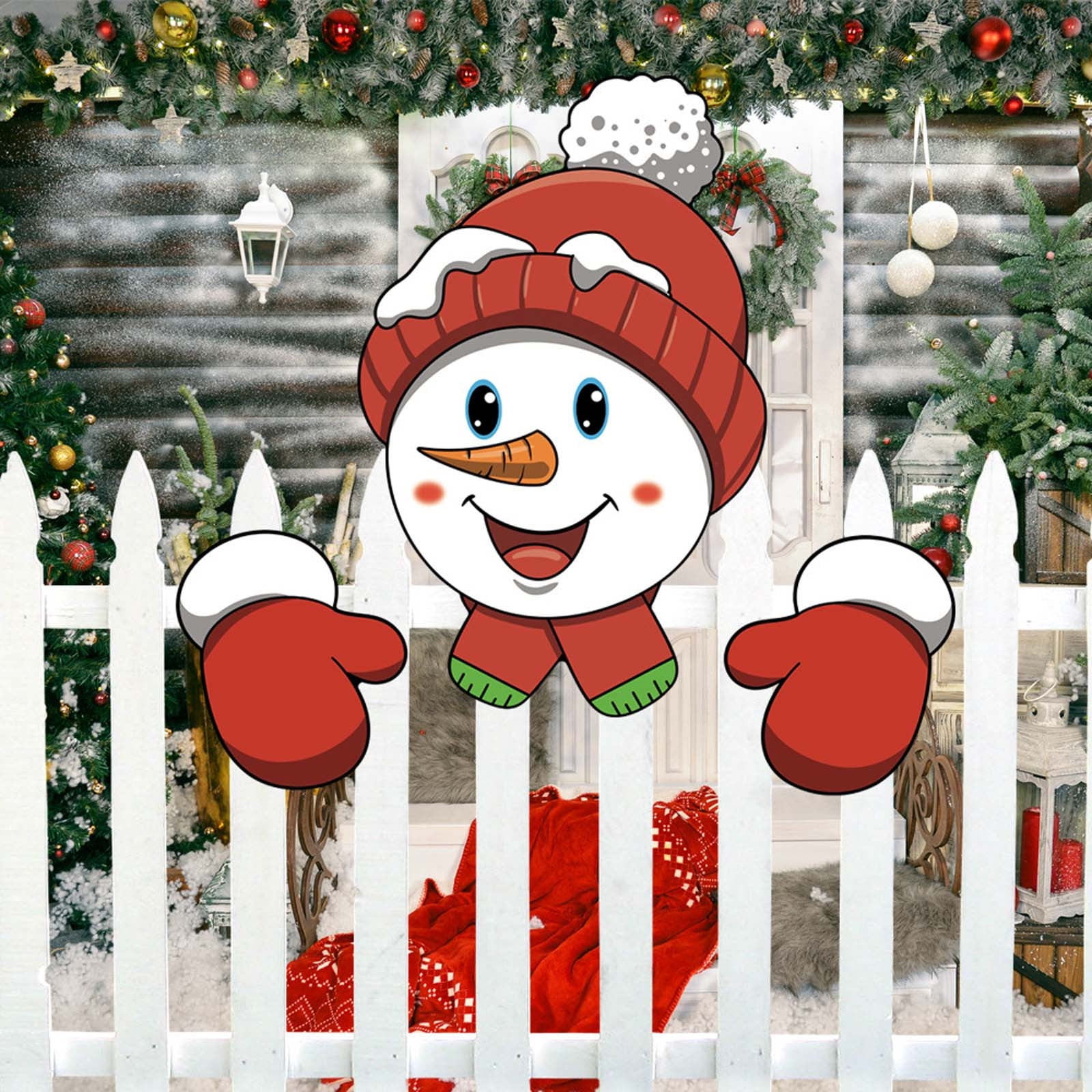 Chmadoxn Christmas Gnome Fence Peeker Yard Garden Sign, Xmas Red Gloves ...