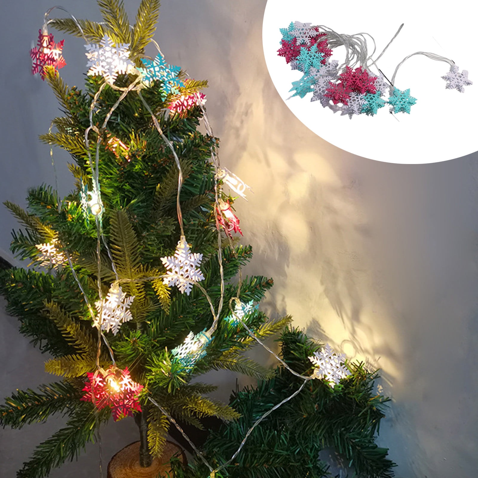 Chmadoxn Christmas Lights, 63 Inch LED Snowflake String Lights, USB ...