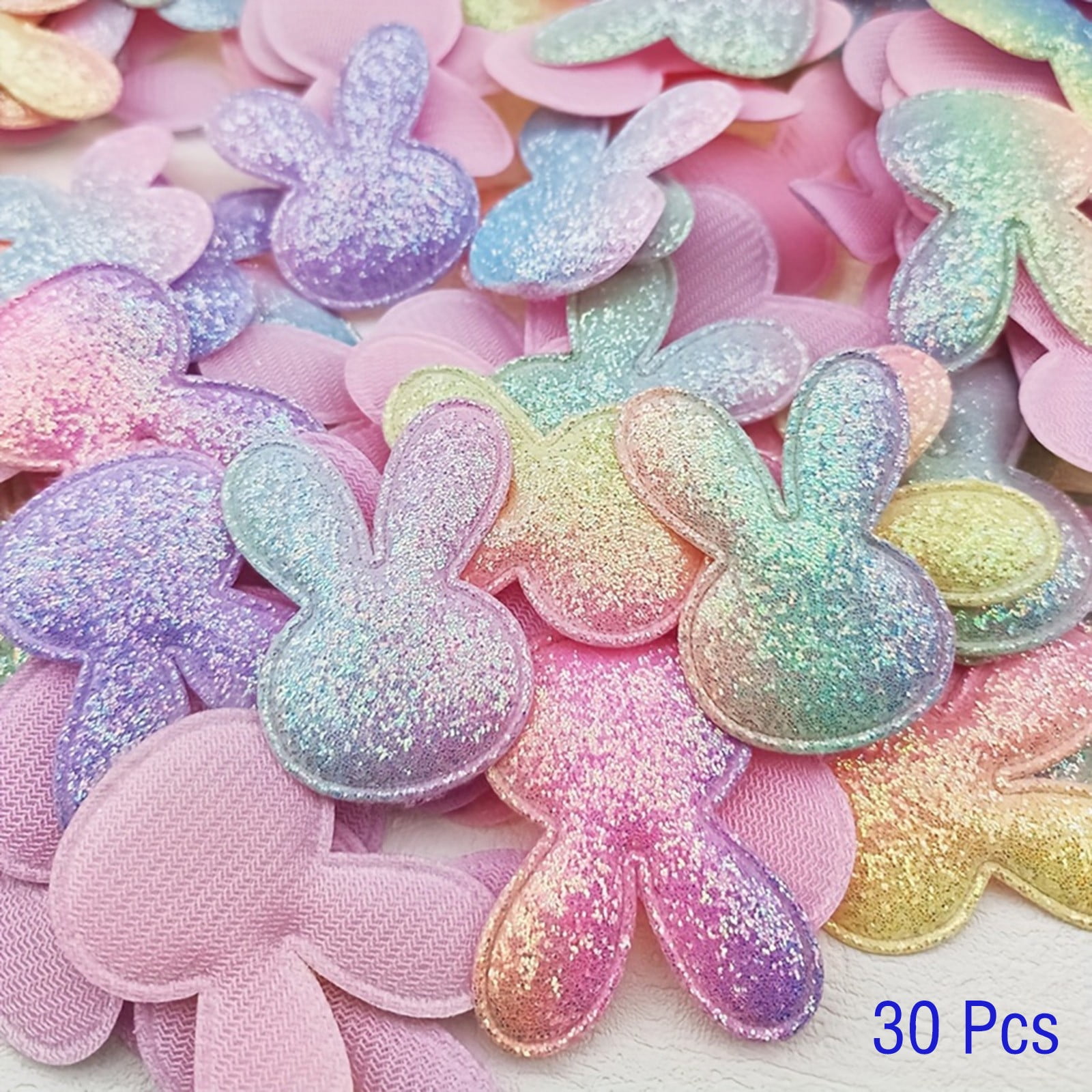 Chmadoxn Glitter Bunny Head Embellishments - 30-Piece DIY Craft Set for ...