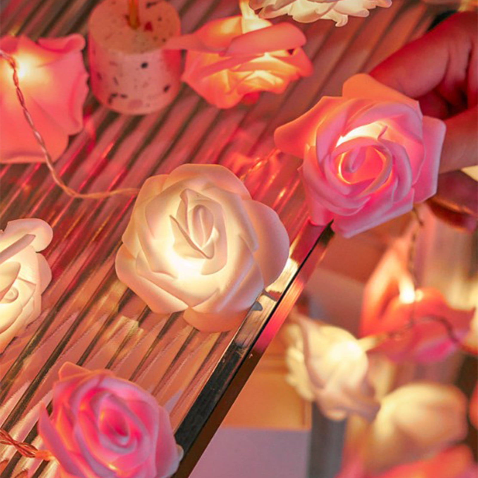 Chmadoxn LED Rose Flower String Lights, 59 Inch Flower String Light 10 ...