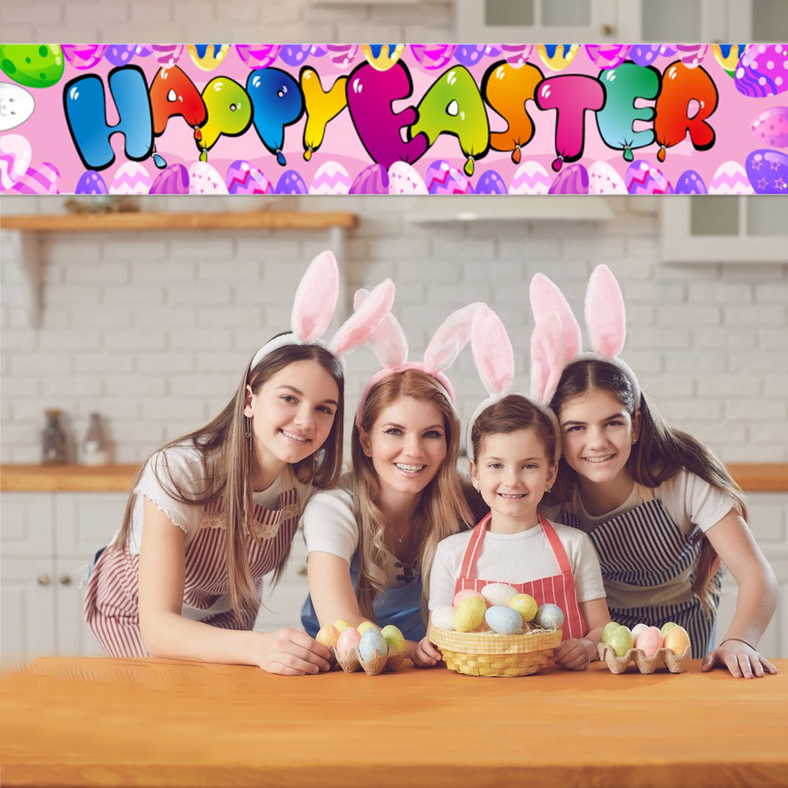 Chmadoxn Large Happy Easter Cloth Banner for Fence Bunny Rabbit Easter ...