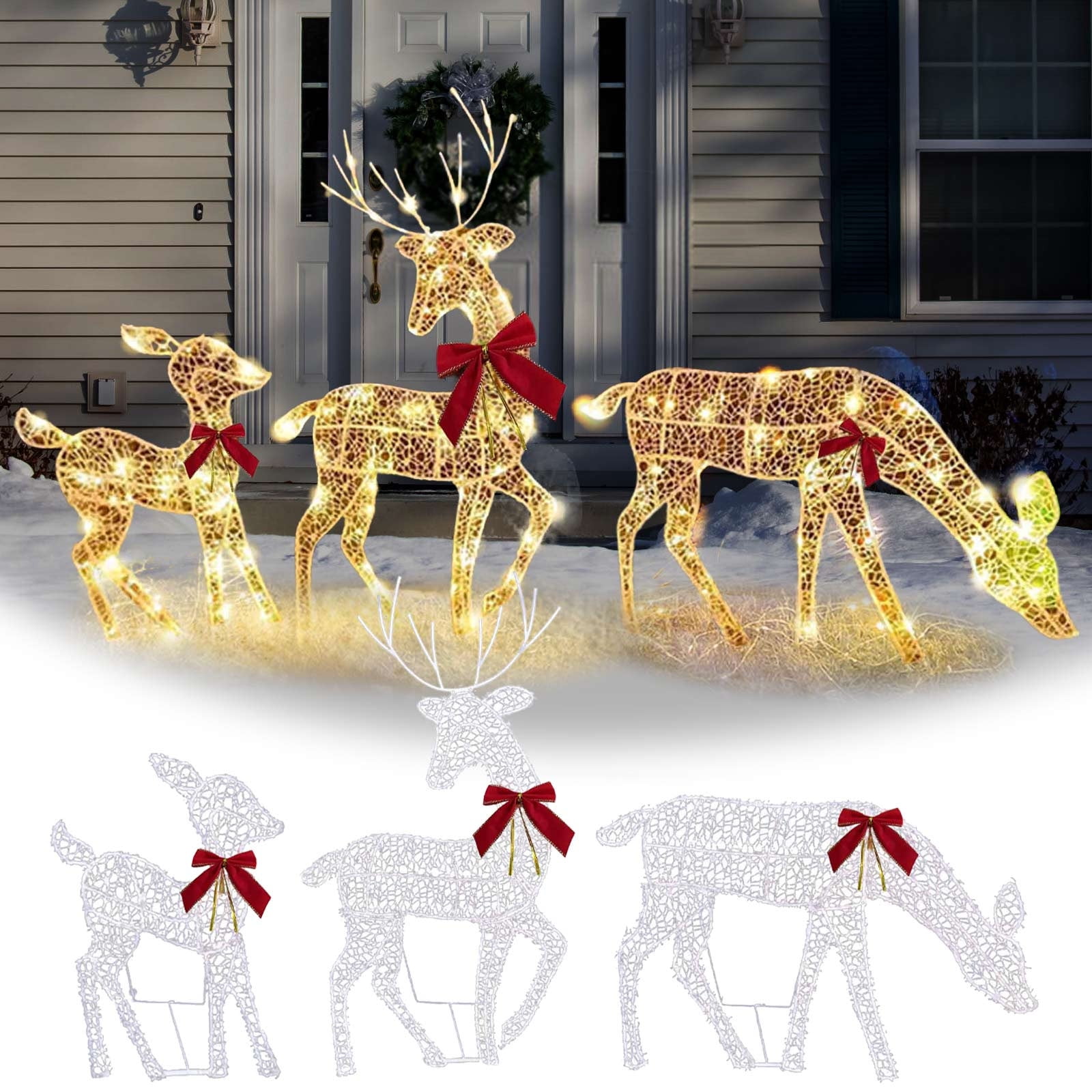 Chmadoxn Light Up Christmas Yard Decoration, Christmas Deer Outdoor ...