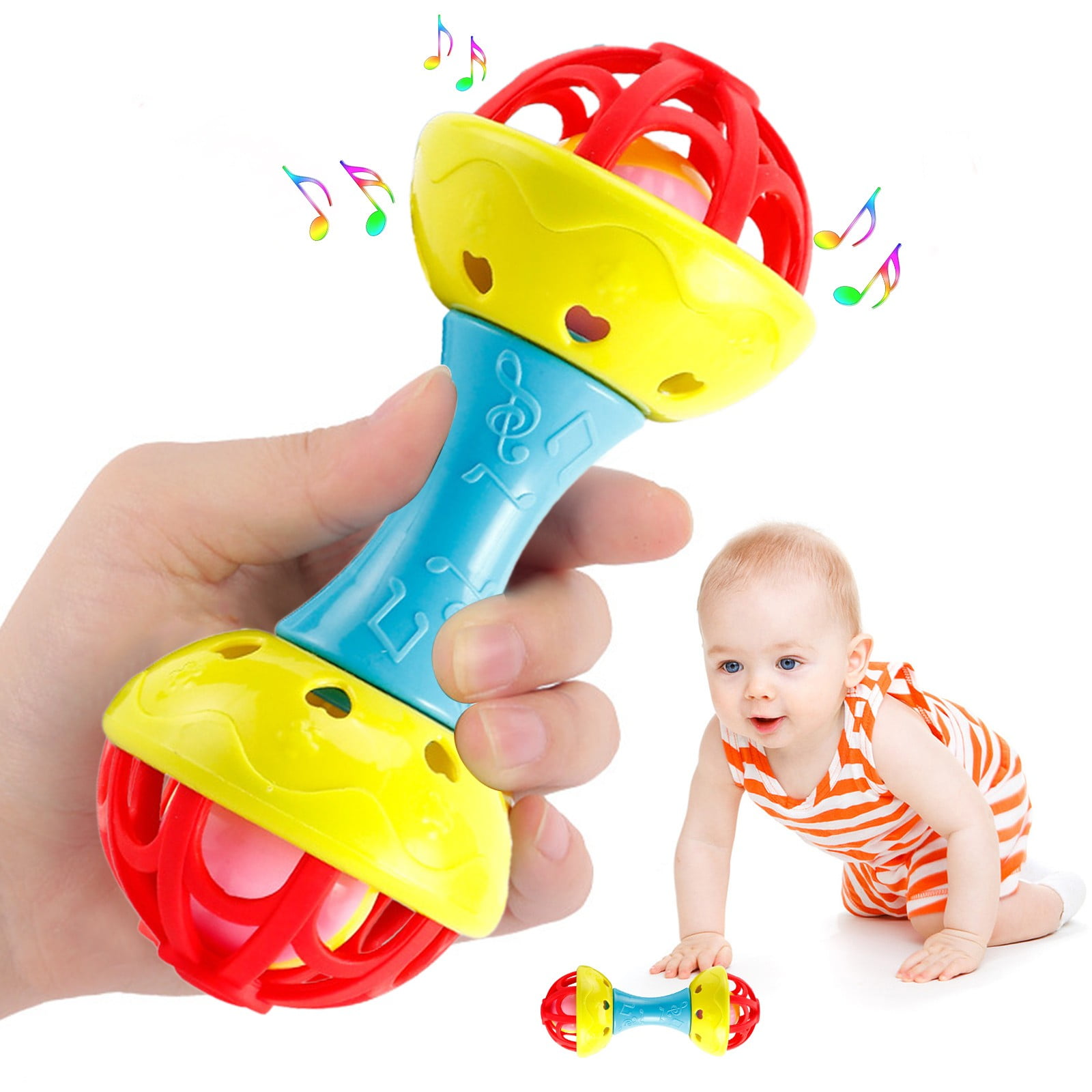Chmadoxn Musical Jingle Rattle & Sensory Puzzle Ball Toy - Easy-Grasp ...