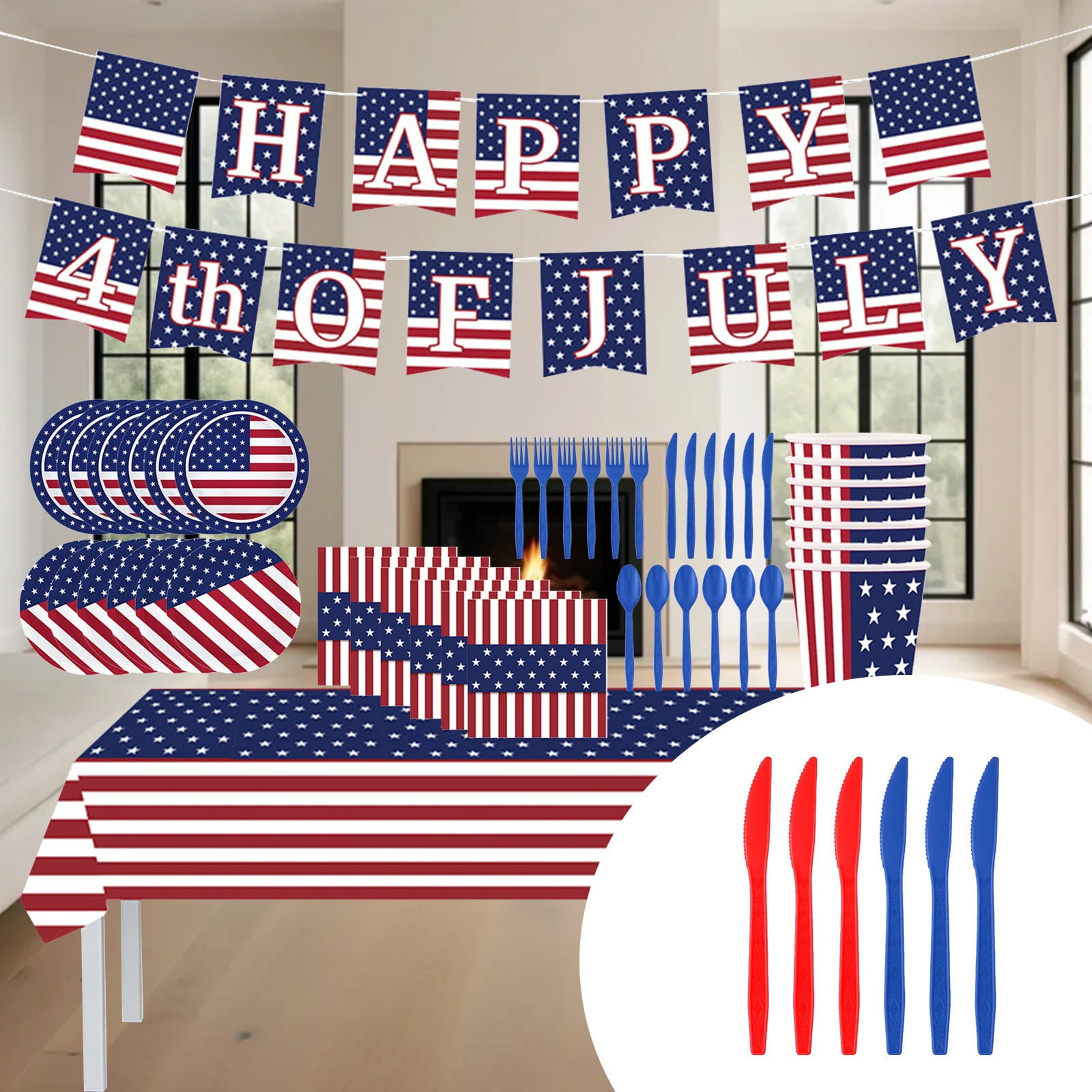 Chmadoxn Patriotic 4th of July Party Supplies Set – US Flag Disposable ...