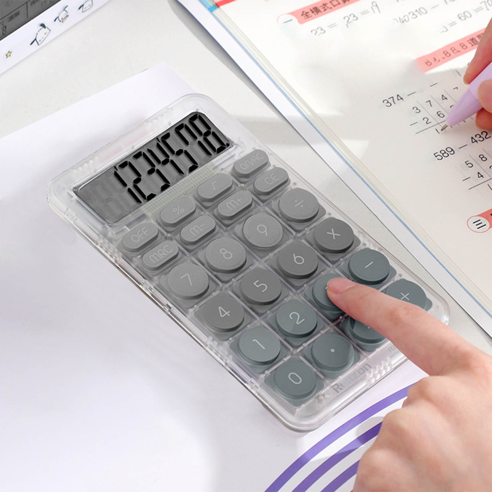 Chmadoxn Transparent Gradient 8-Digit LCD Mini Calculator - Compact ...