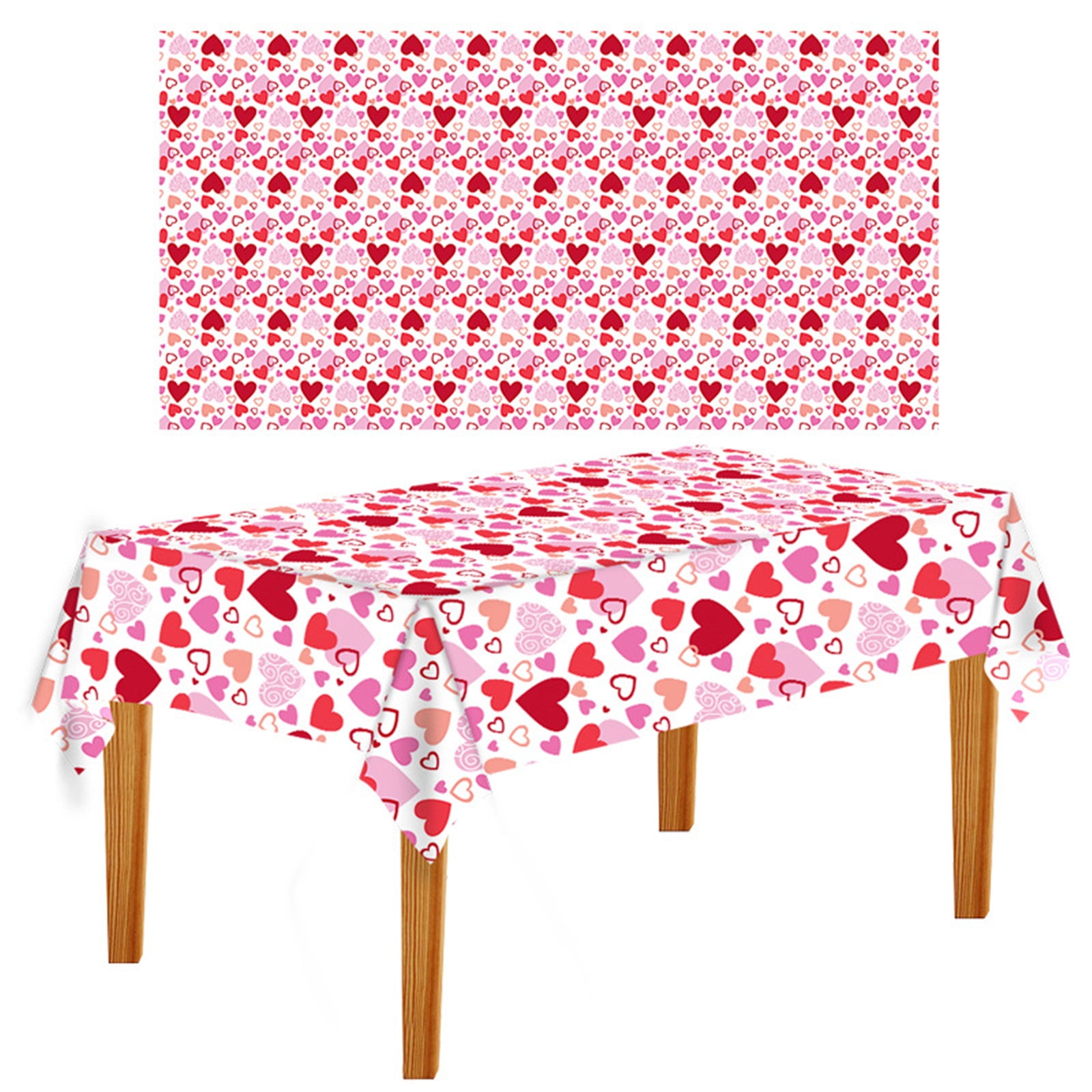 Chmadoxn Valentine's Day Rectangle Tablecloth, Red Pink Heart Fabric ...