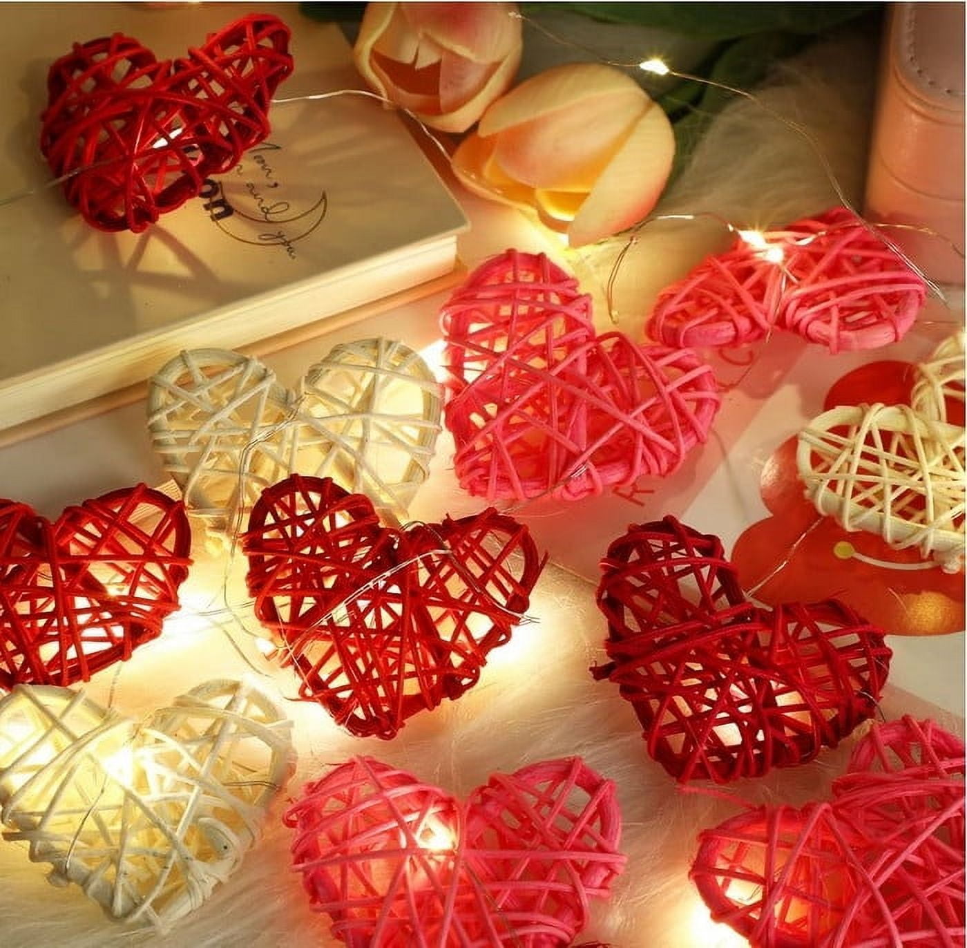 Chmadoxn Valentine's Day Wicker Rattan Heart Shaped Balls, DIY Heart ...