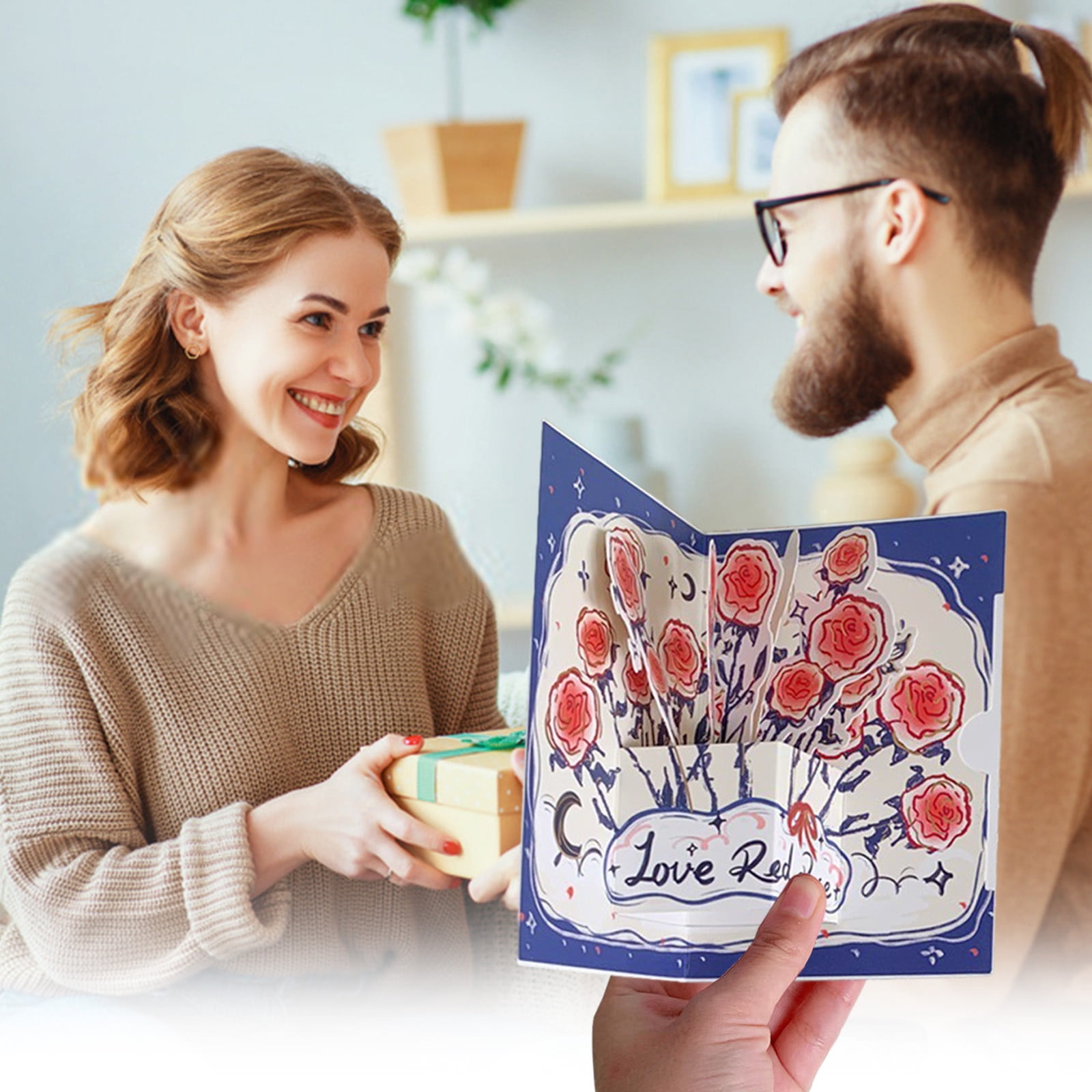 Chmadoxn Wedding Invitation Card, Handmade 3D Up Rose Flower Birthday ...