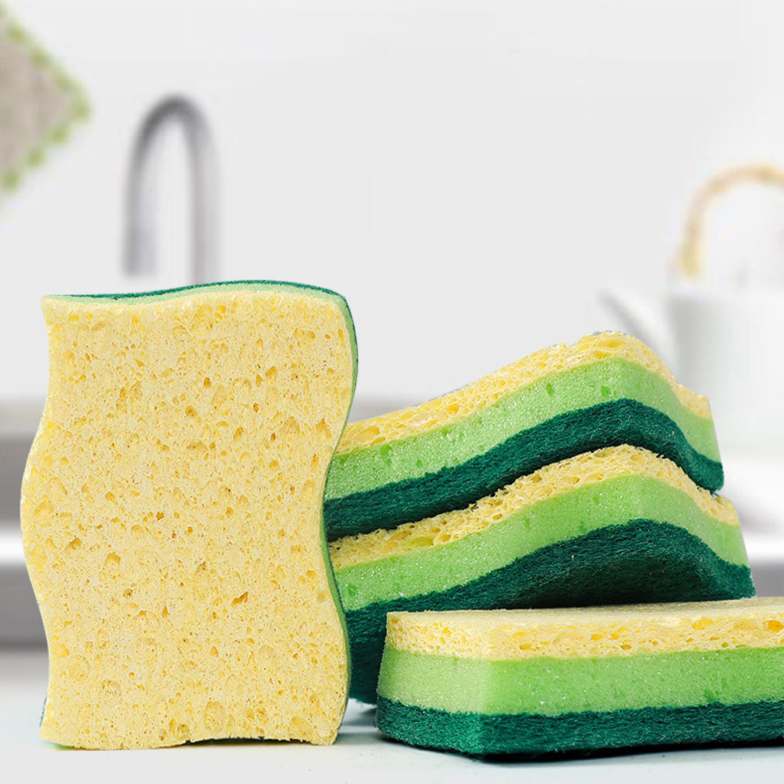 Chmadoxn Wood Pulp Cotton and Sisal Double-Sided Cleaning Sponges, Non ...