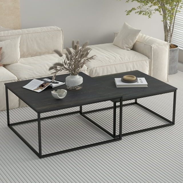 Chnnmbrn Coffee Tables, 2 Piece Set Square Nesting Table for Living ...