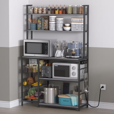 Costway Portable 5-Tier Kitchen Baker's Rack, Mobile Microwave Stand ...