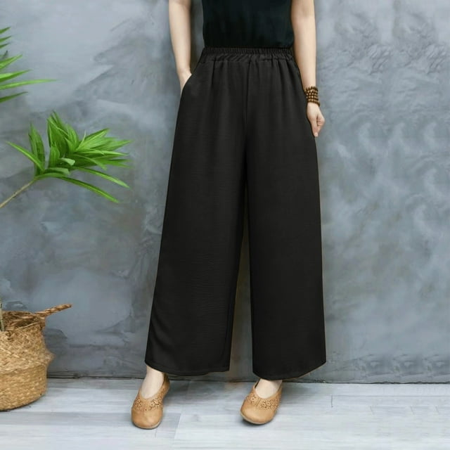 Chnzic Women Fashion Casual Solid Elasticwaist Pant With Pocket Loose