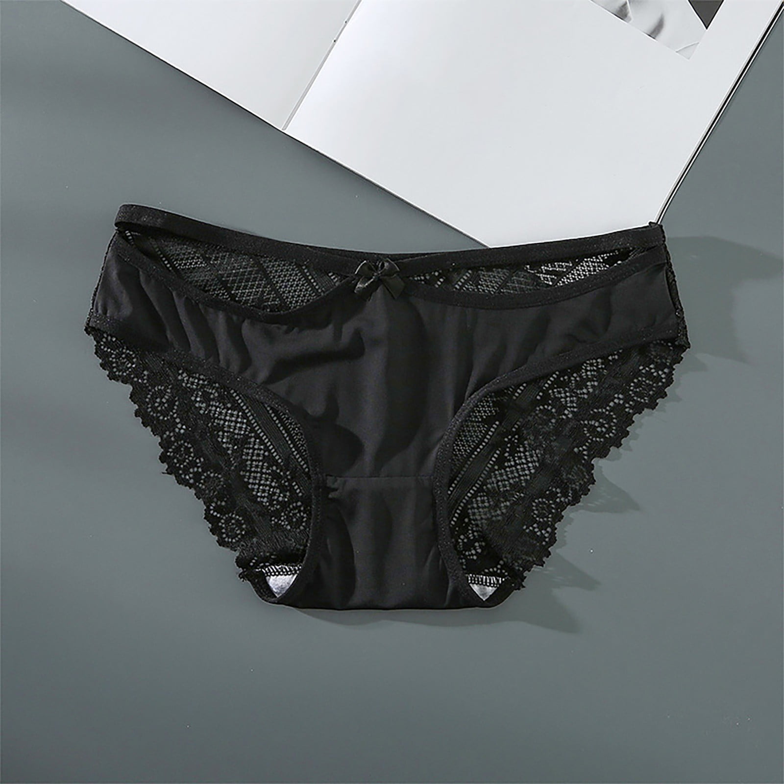 Chnzic Womens Low Waist Lace Briefs Solid Color Cotton Crotch