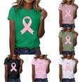 ChoXxx Women's Casual Cancer Awareness Ribbon Print Round Neck Short ...
