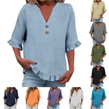 ChoXxx Women's Classic Button Down Collar Tee Solid Basic Everyday ...
