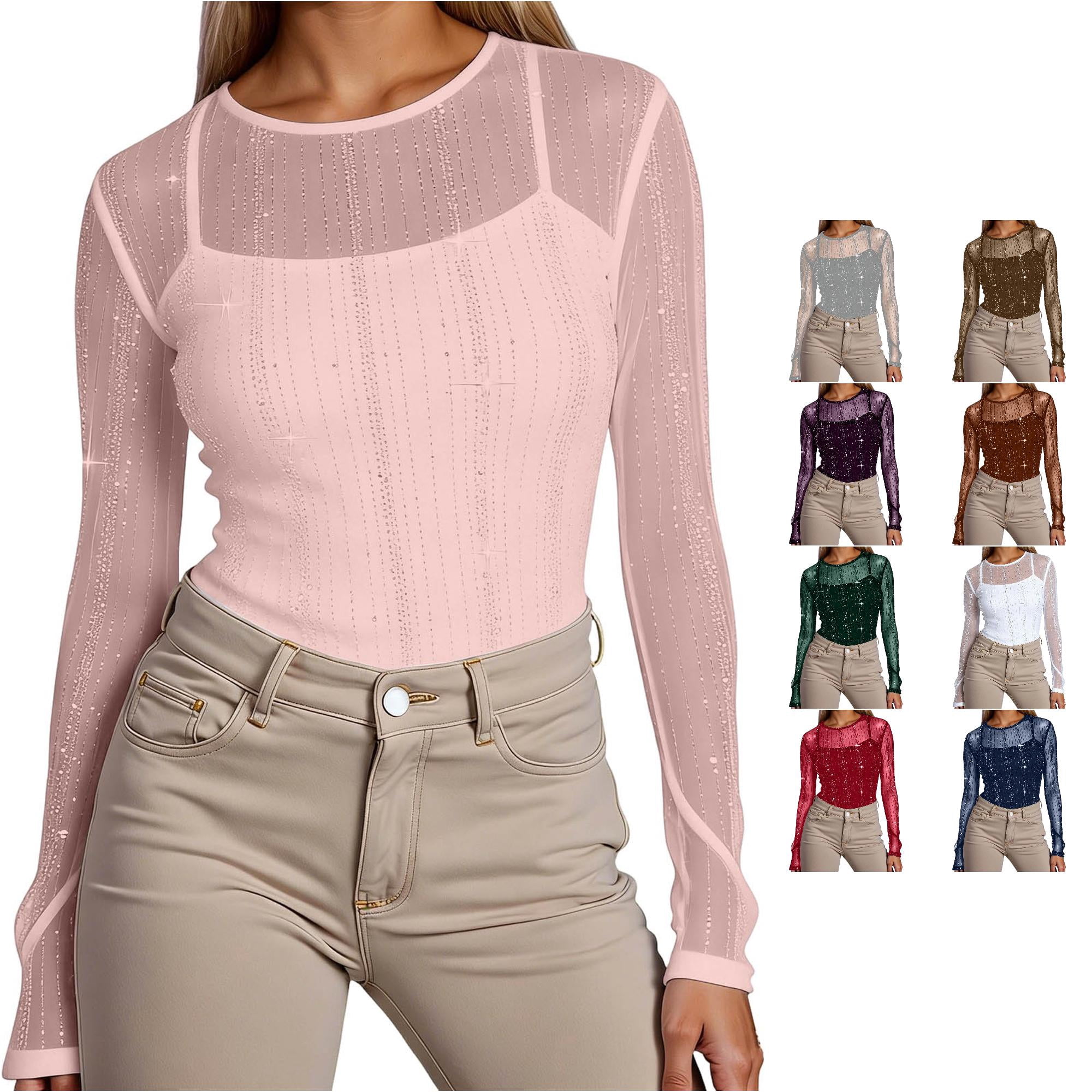 ChoXxx Women's Fashionable Mesh Long Sleeve Blouse Elegant Evening RD2 ...