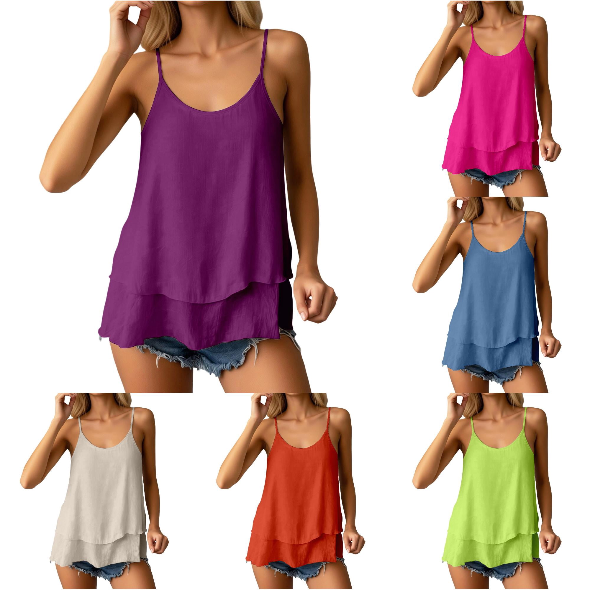 ChoXxx Women's Layered Camisole Adjustable Spaghetti Strap Sleeveless ...