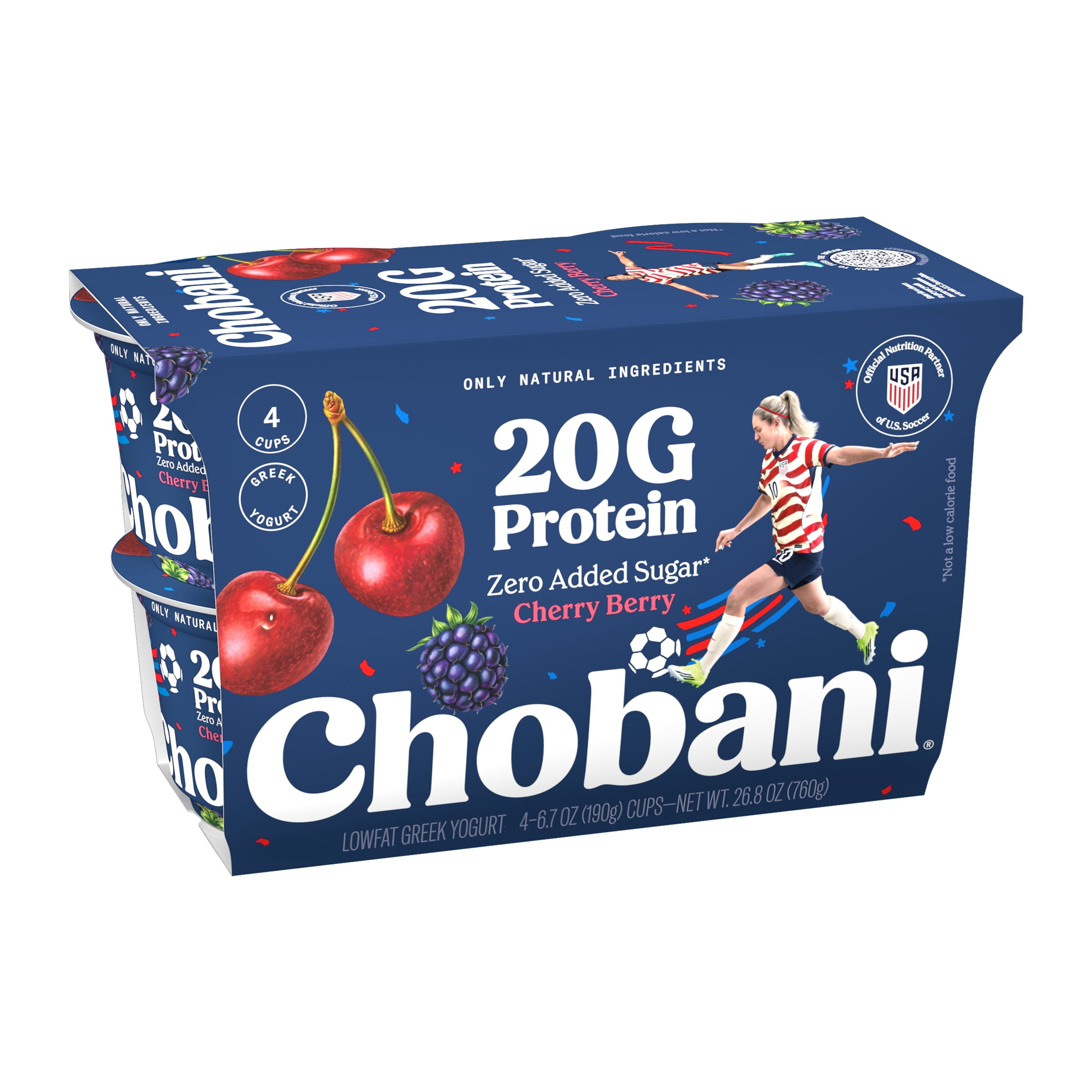 Chobani 20G Protein Low-Fat Greek Yogurt Cherry Berry 6.7oz Pack with ...