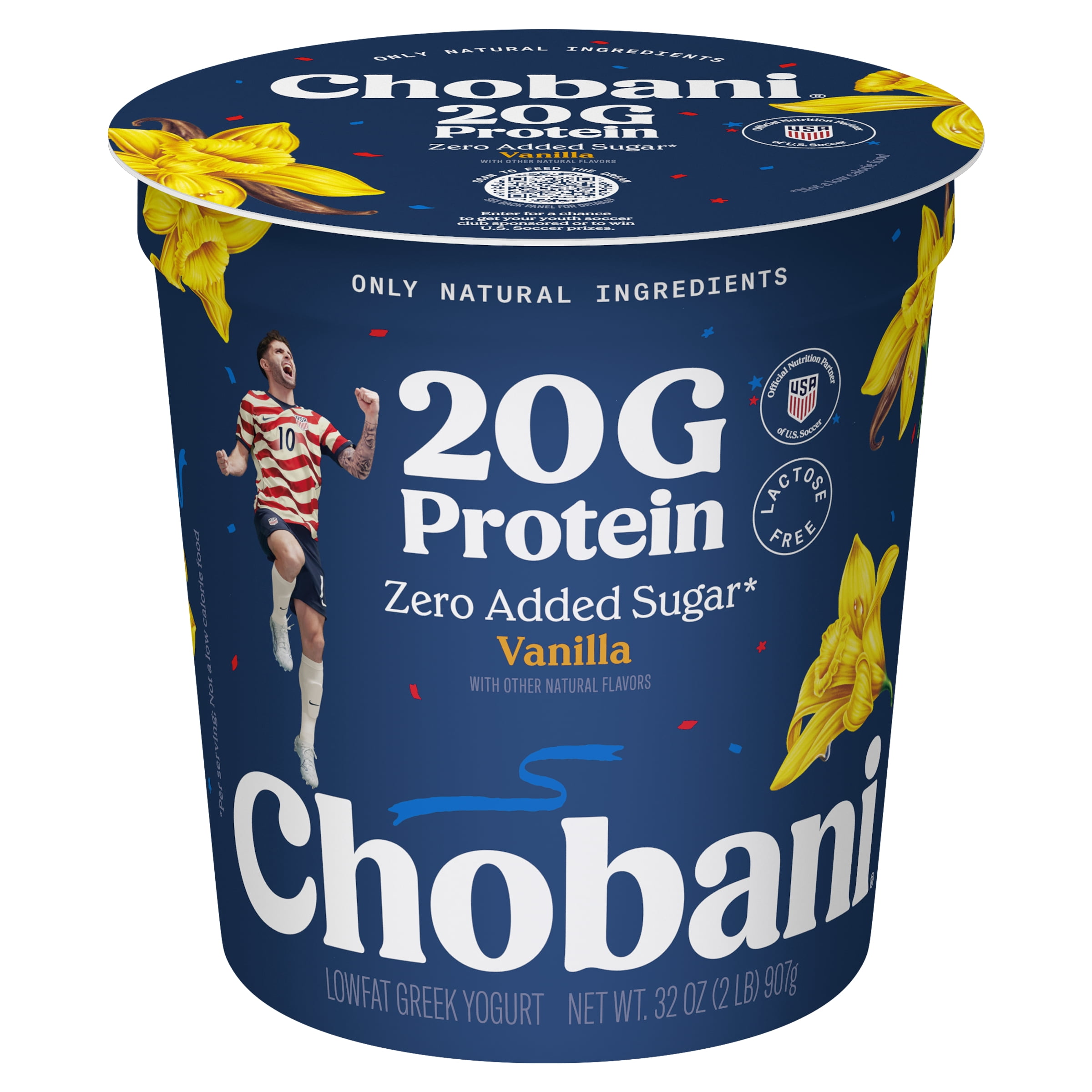 Chobani 20G Protein Low-Fat Vanilla Greek Yogurt 32oz Tub Zero Added ...