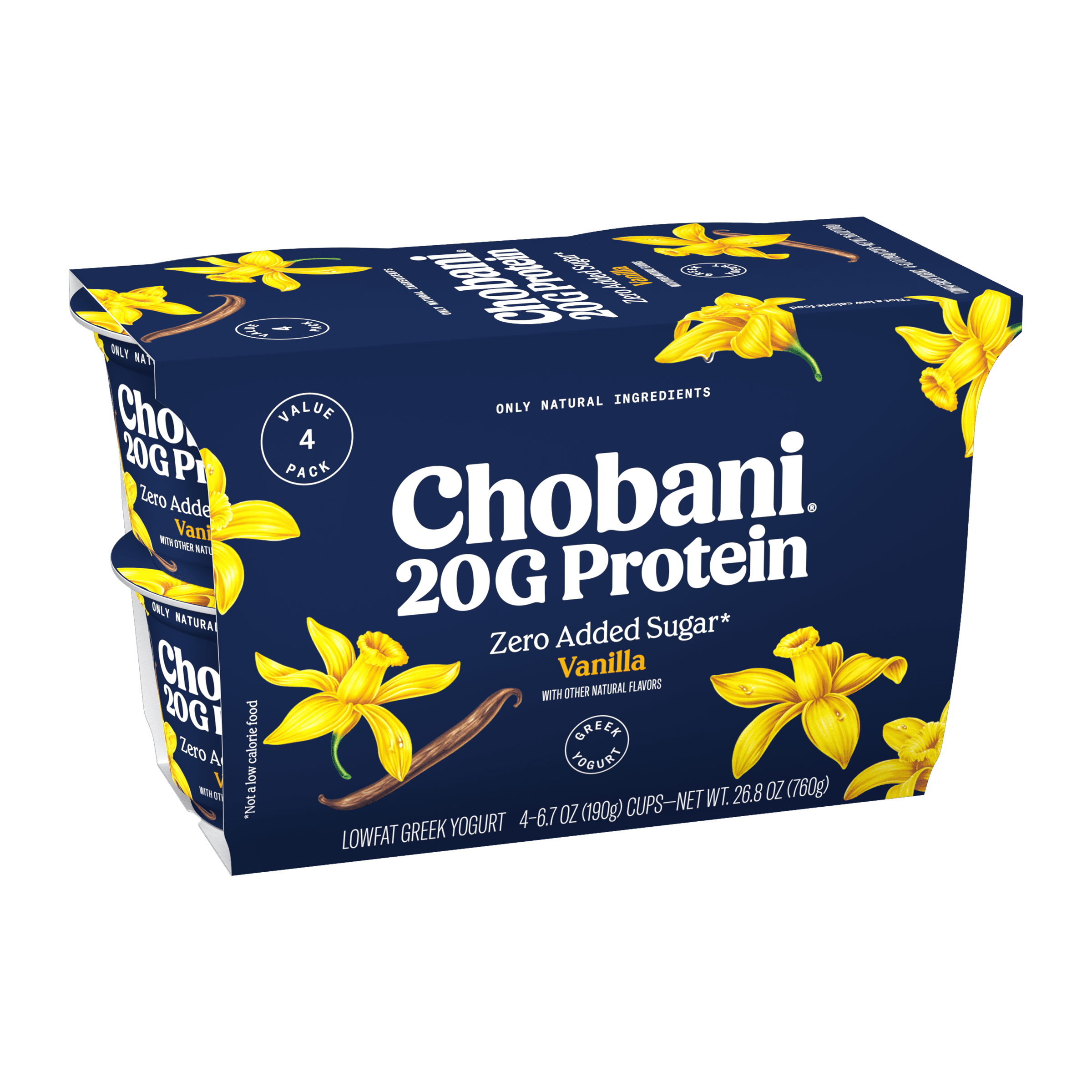 Chobani 20G Protein Low-Fat Greek Yogurt Vanilla 6.7oz 4 Pack - Walmart.com