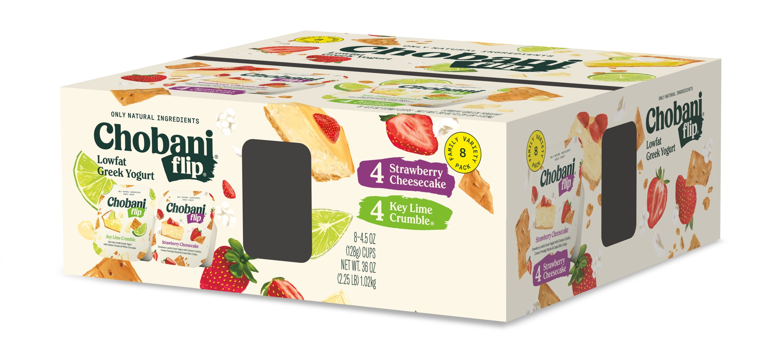 Chobani Non-Fat Greek Yogurt, Strawbery Cheesecake & Key Lime Crumble ...