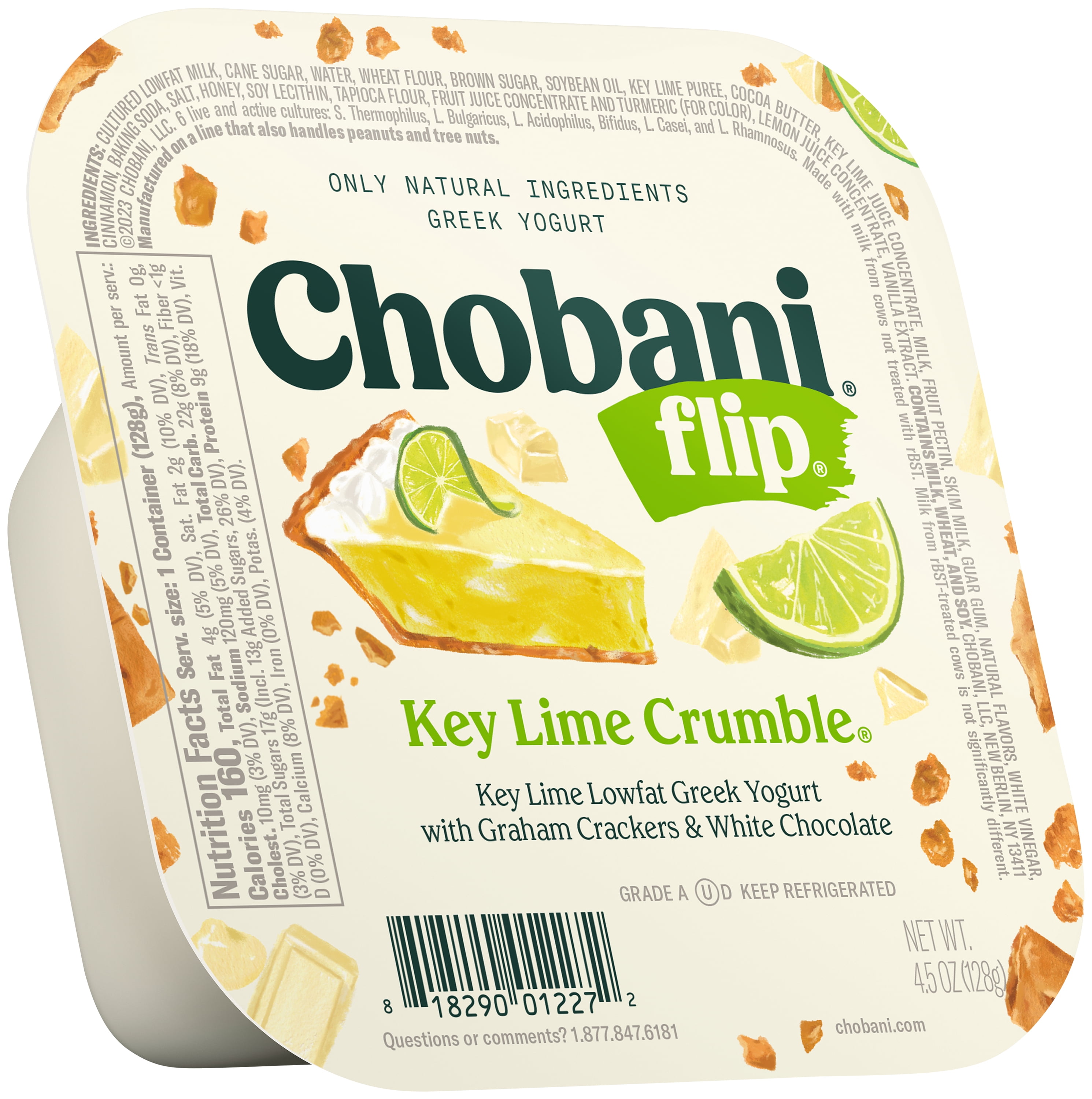 Chobani Non-Fat Greek Yogurt, Key Lime Crumble 4.5 oz Cup - Walmart ...