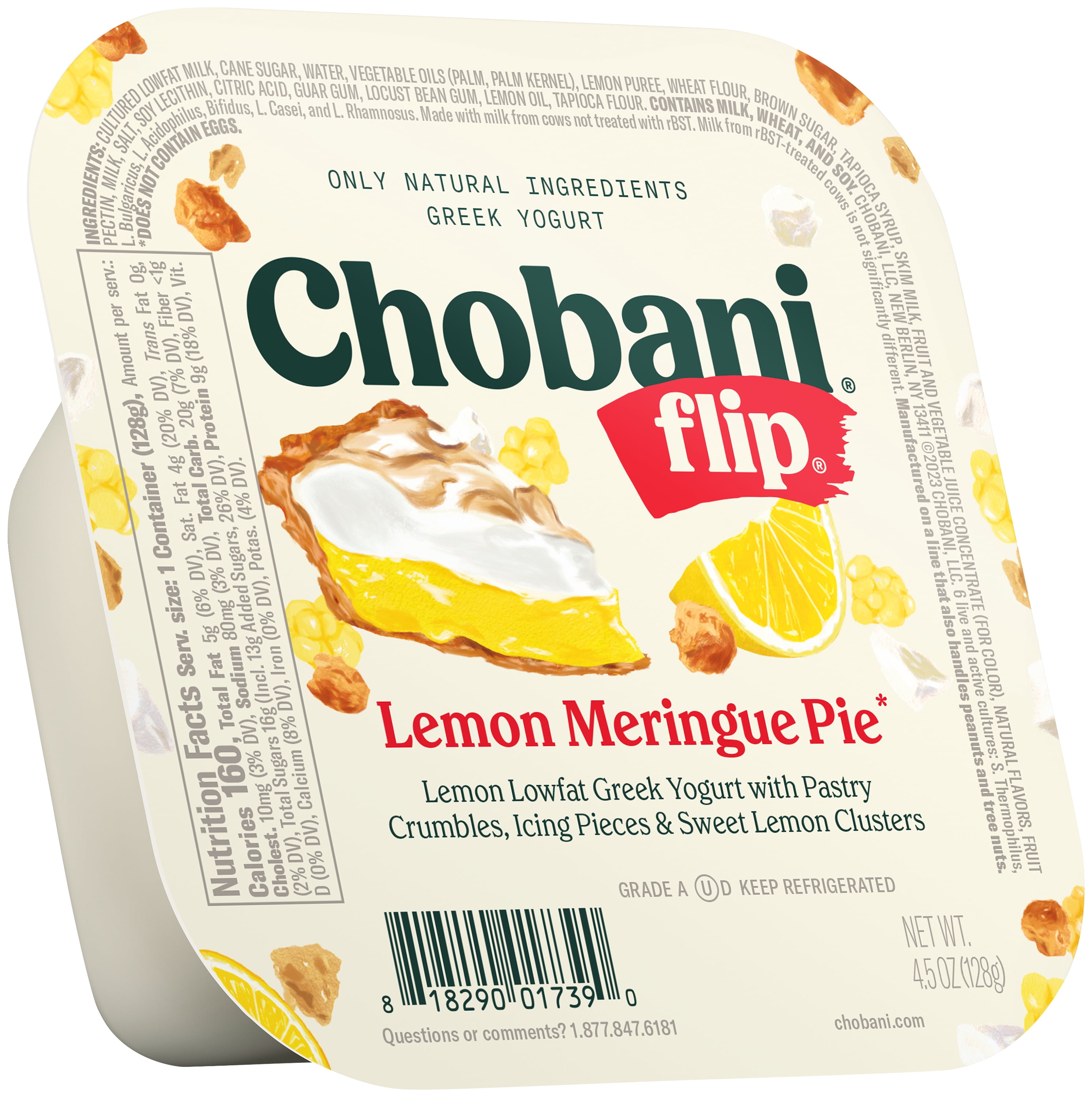Chobani Greek Yogurt Lemon Meringue Pie 4.5 oz Cup, High-Protein ...