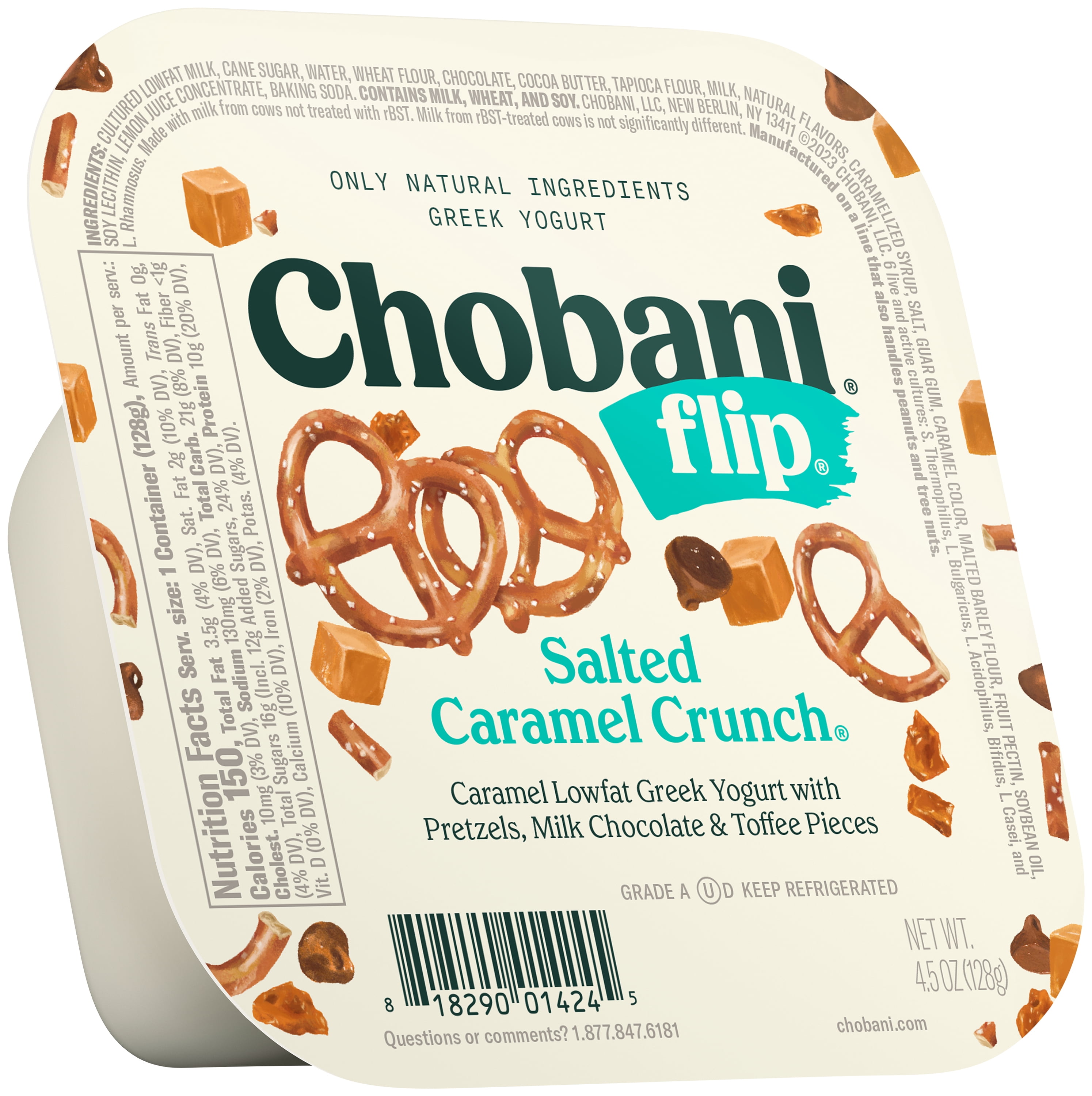 Chobani Flip Low-Fat Greek Yogurt, Salted Caramel Crunch 4.5 oz, Plastic - Walmart.com