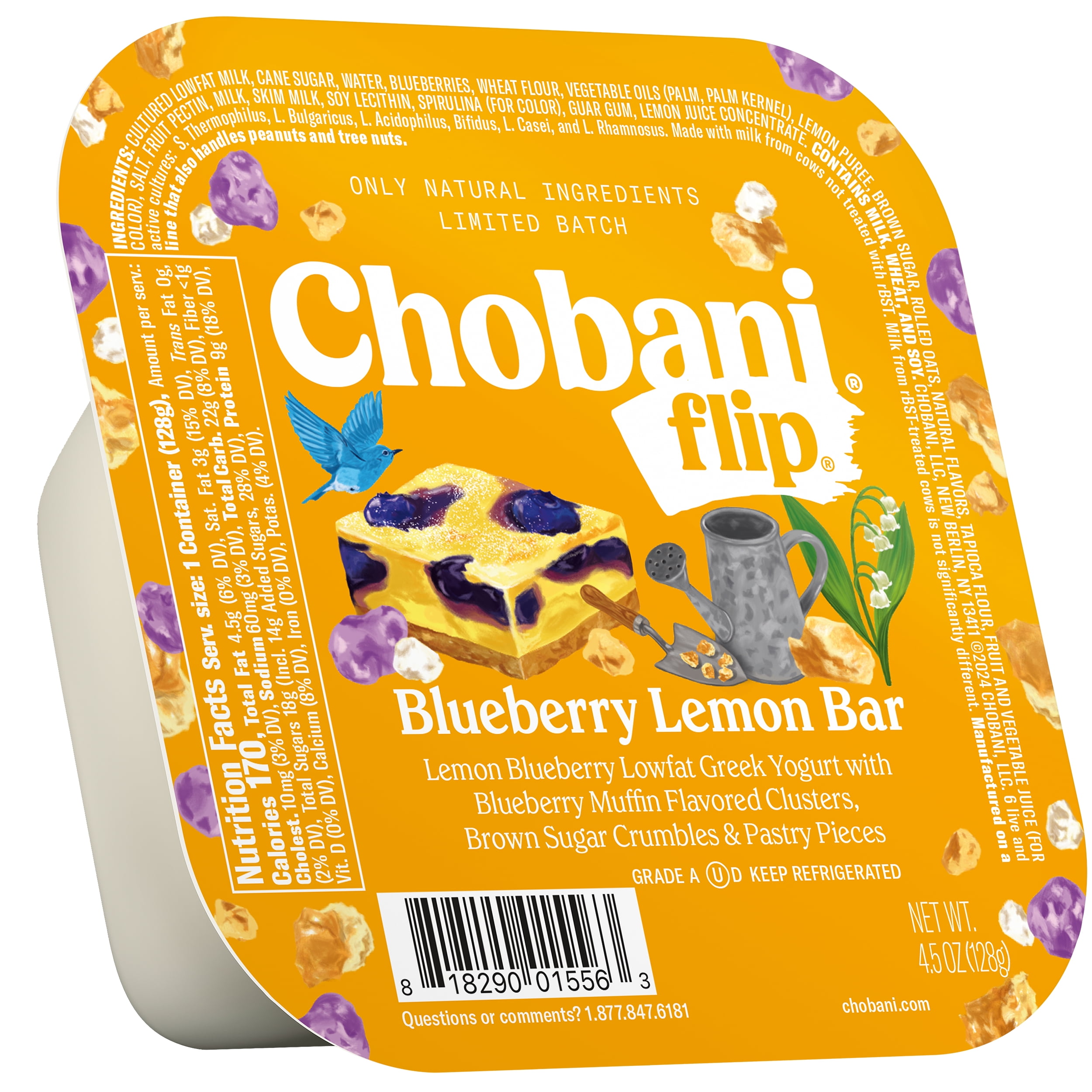 Chobani Flip Low-Fat Greek Yogurt Limited Batch Blueberry Lemon Bar 4 ...