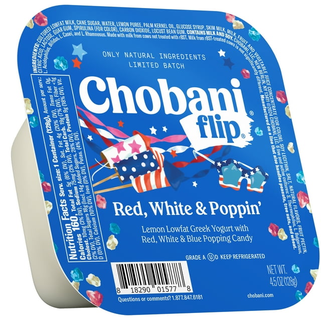Chobani Flip Low-Fat Greek Yogurt Limited Batch Red, White & Poppin' 4 ...