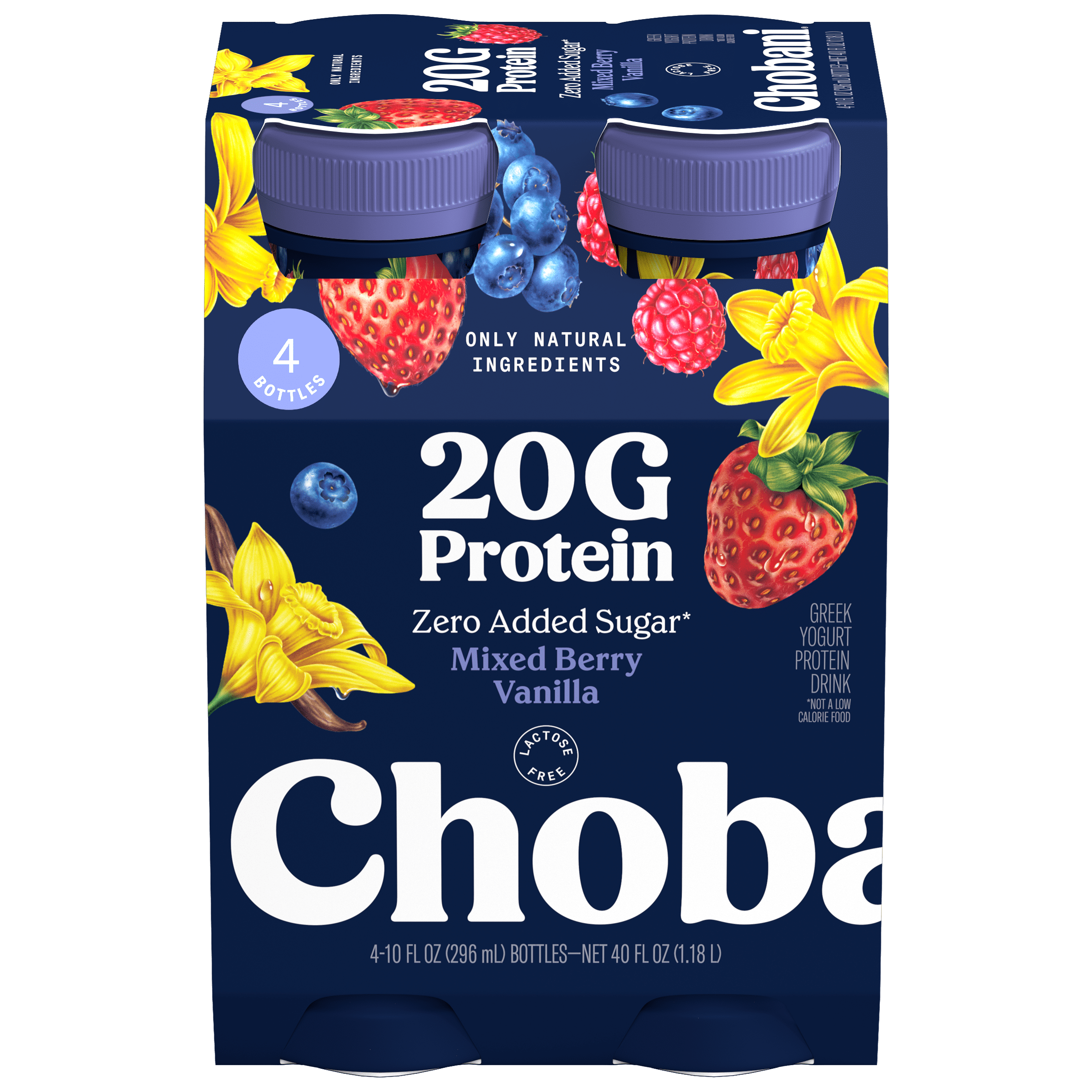 Chobani 20G Protein Low-Fat Greek Yogurt Drink Mixed Berry Vanilla 10 ...