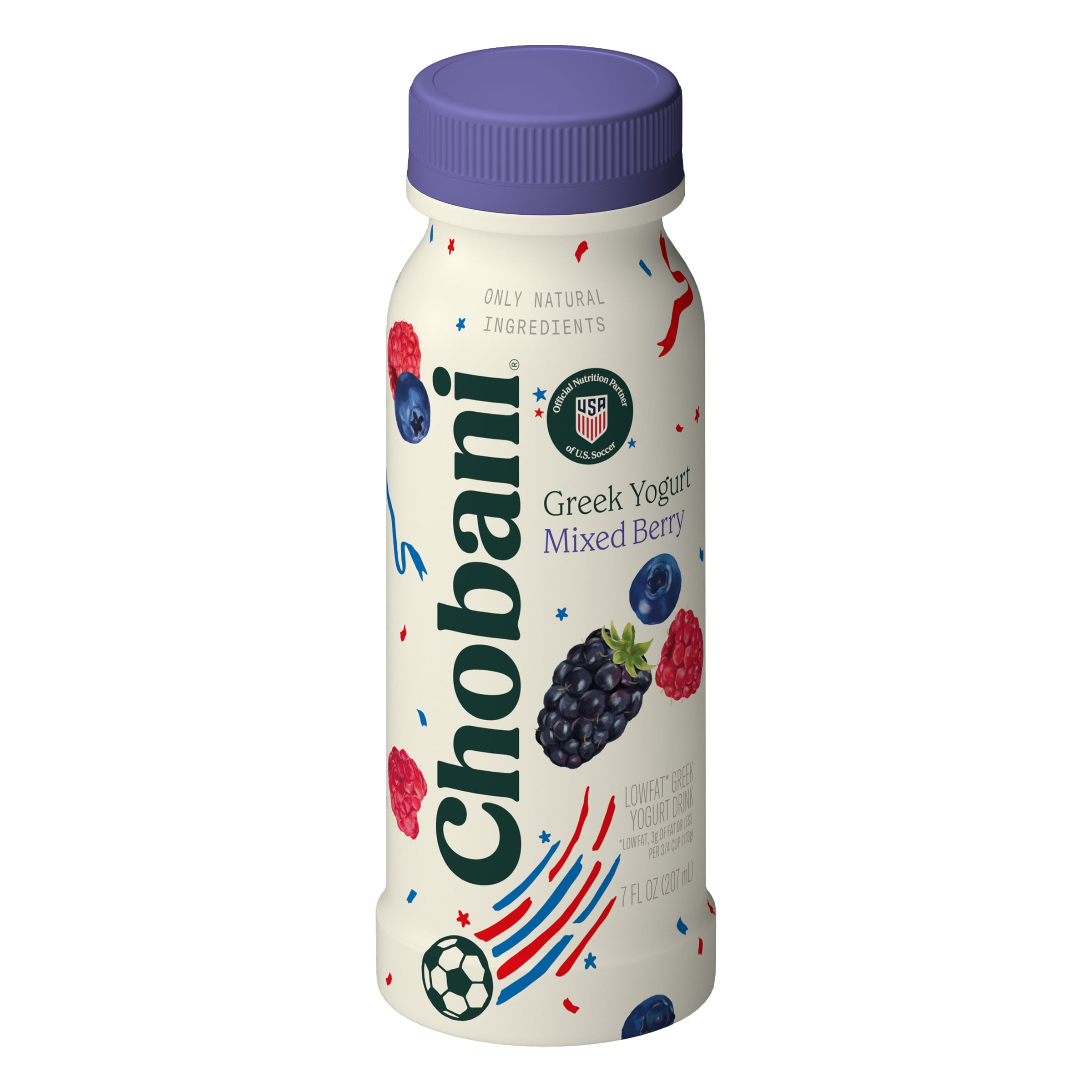 Chobani Low-Fat Greek Yogurt Drink Mixed Berry 7 fl oz - Walmart.com