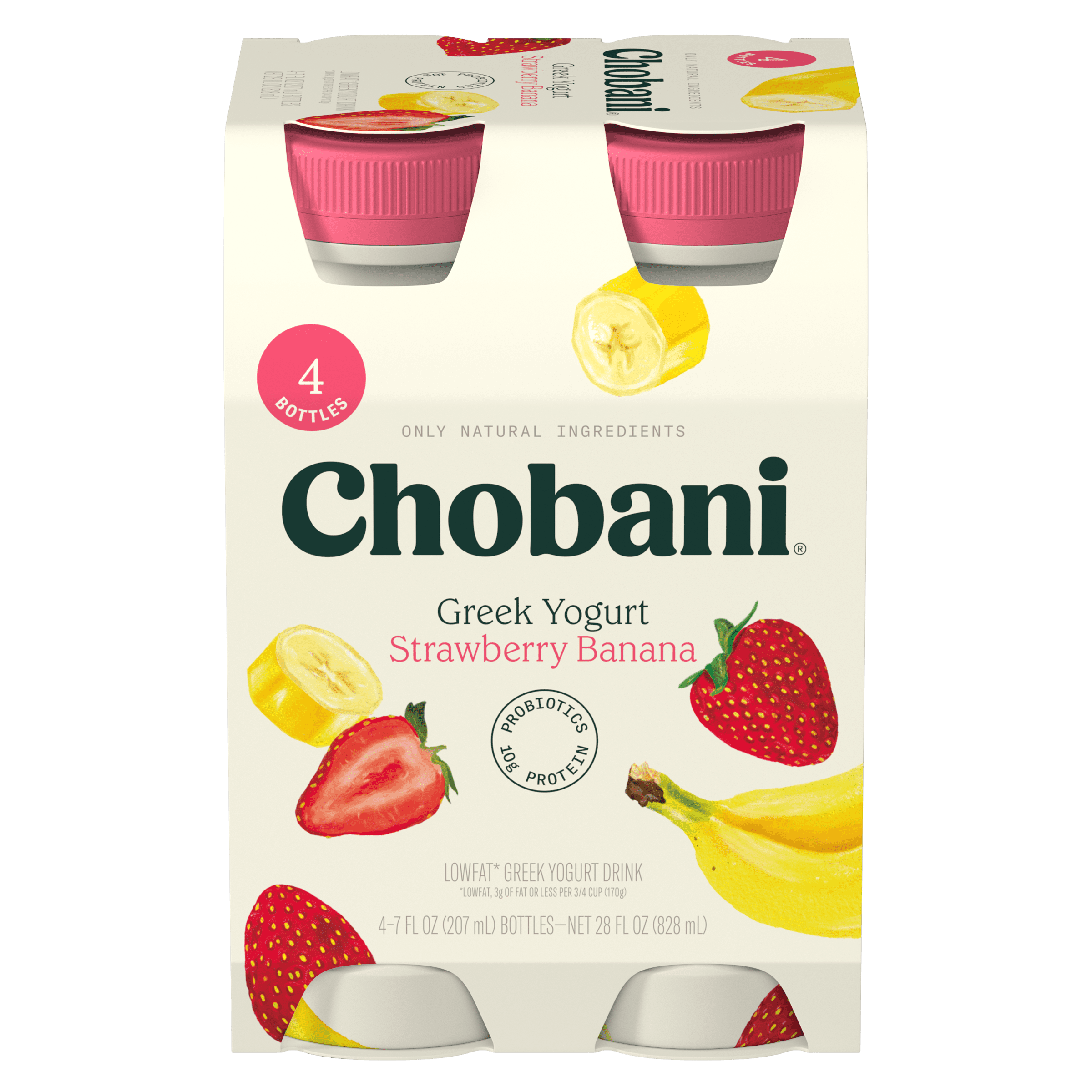 Chobani Low-Fat Greek Yogurt Strawberry Banana 7 fl oz 4 Pack - Walmart.com