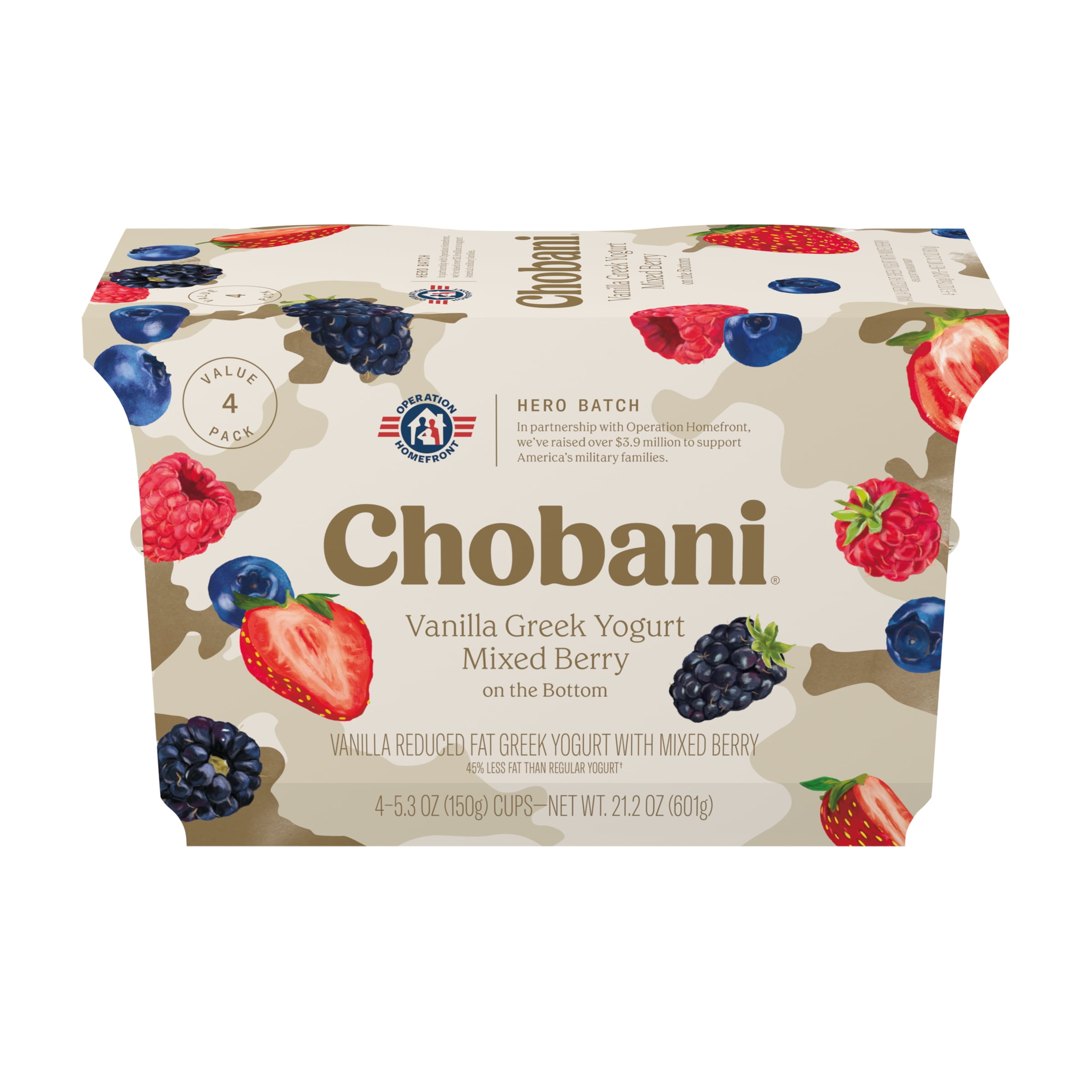 Chobani Non-Fat Greek Yogurt, Hero Batch Vanilla with Mixed Berry 4PK ...