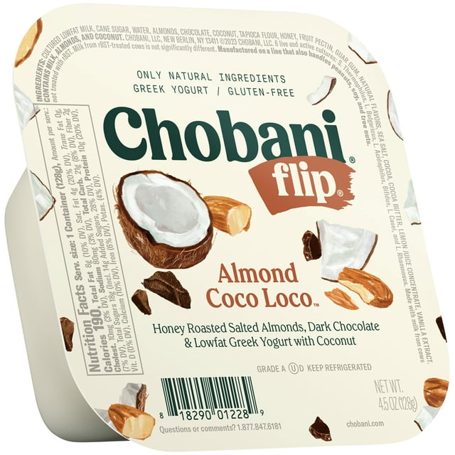 Chobani Flip Low-Fat Greek Yogurt Almond Coco Loco 4.5 oz Cup - Walmart.com