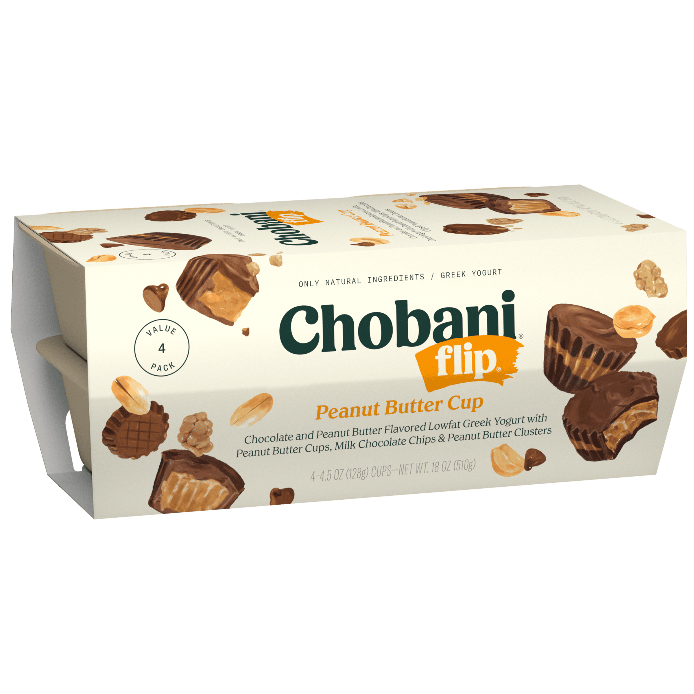 Chobani Flip Low-Fat Greek Yogurt Peanut Butter Cup 4.5 oz 4 Pack ...