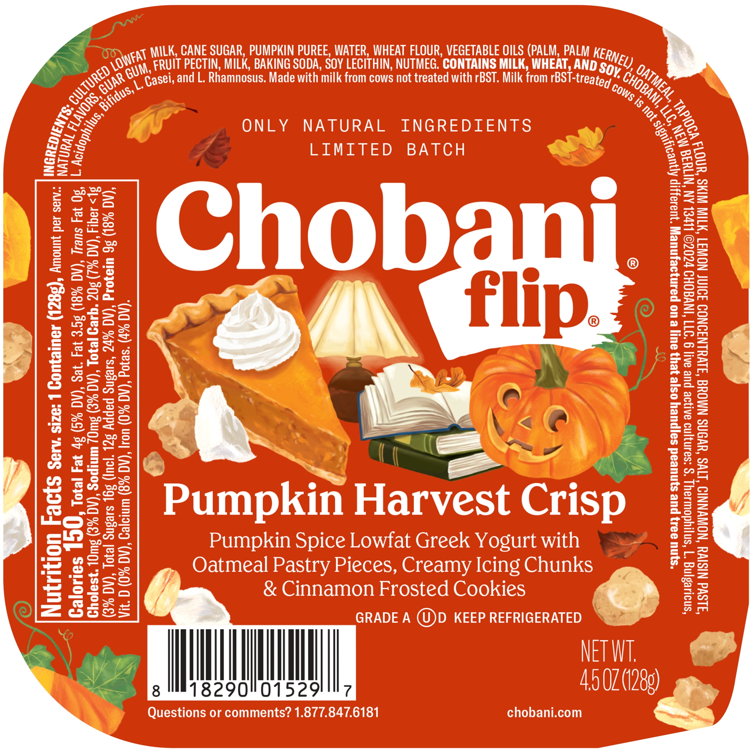 Chobani Flip Low-Fat Greek Yogurt Limited Batch Pumpkin Harvest Crisp 4 ...